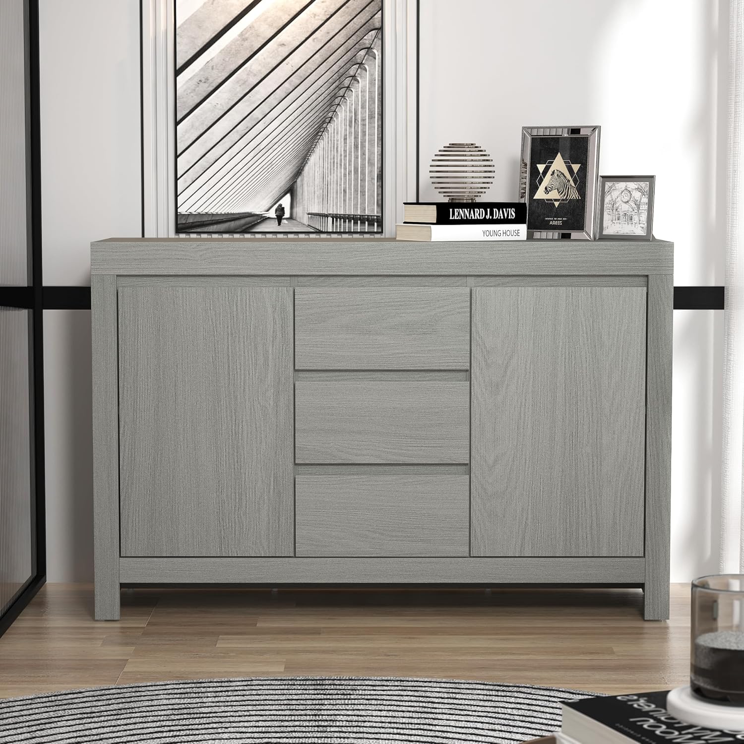 Galano Cubbot 2 Door 3 Drawer Sideboard - Storage Cabinet with 2 Doors ...