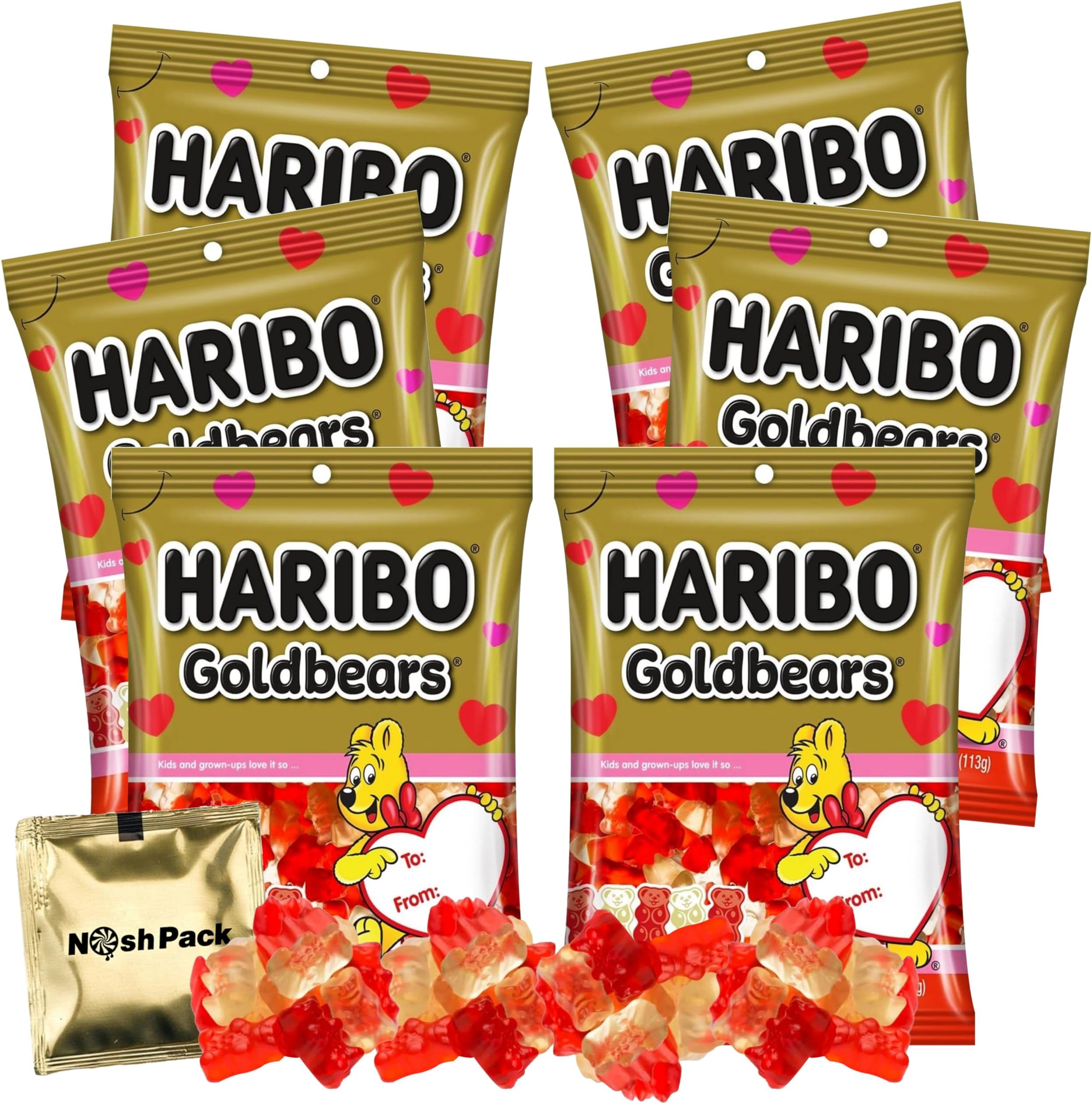 Amazon.com: Valentines Day Candy Gummy Bears 6 Individual Packs Red ...