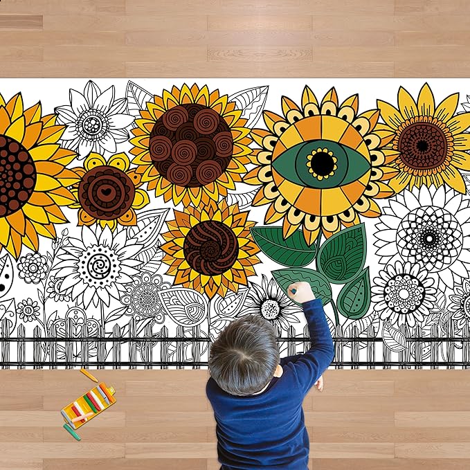 Amazon.com: OHOME Sunflower Giant Coloring Poster/Tablecloth ...