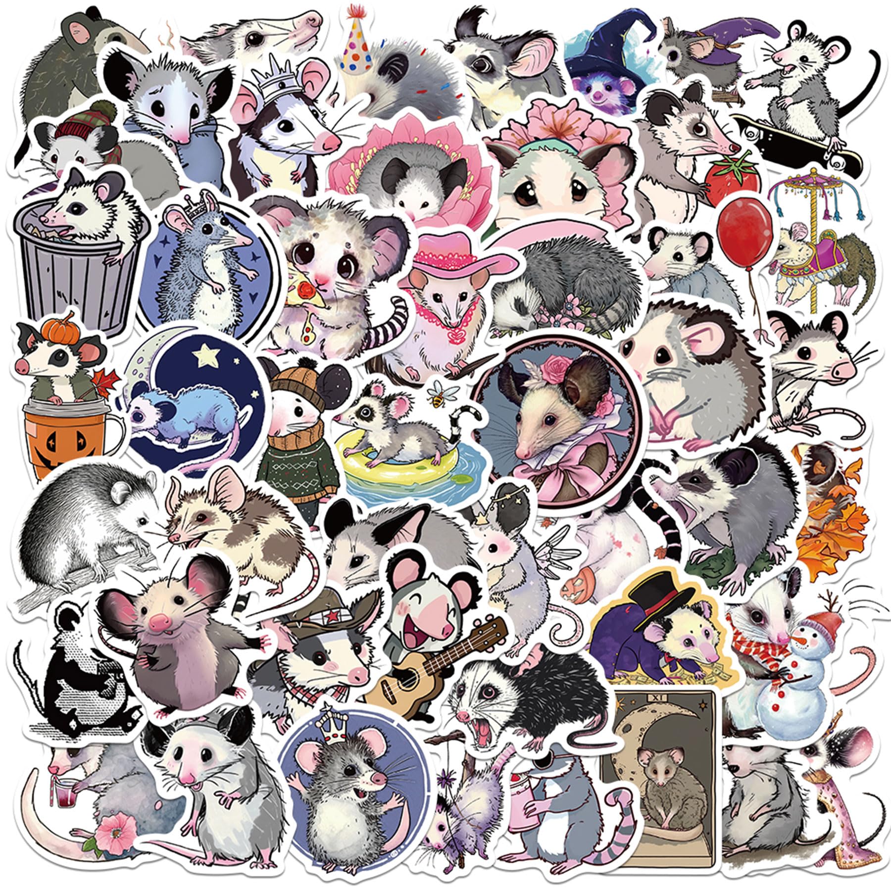 Amazon.com: 100 Pcs Opossum Stickers Waterproof PVC Opossum Stickers ...
