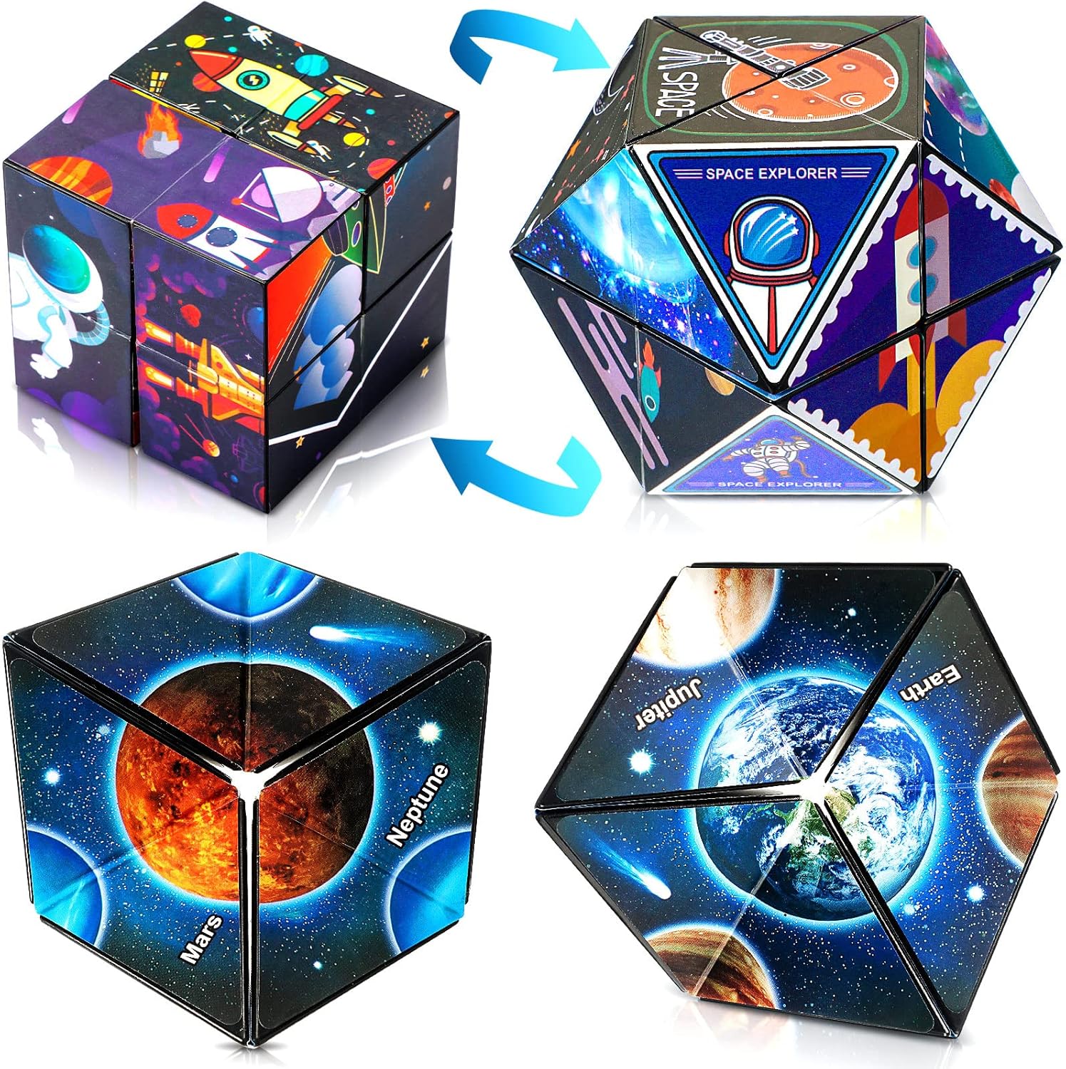 Buy 4 Pcs Fidget 3D Magic Cube Toy Changeable Flip Magic Cube Sensory ...