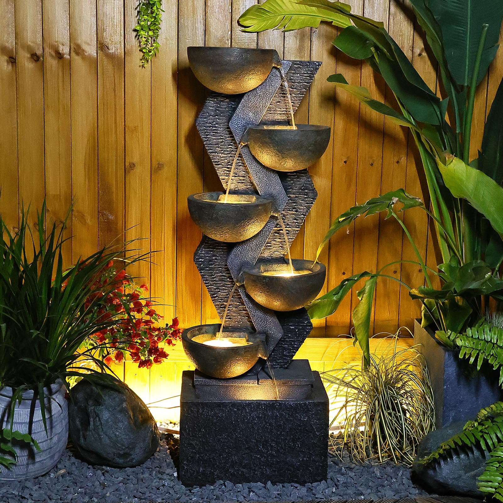 Amazon.com: SERBILHOME Water Fall Fountains Indoor Outdoor - 39.3 ...
