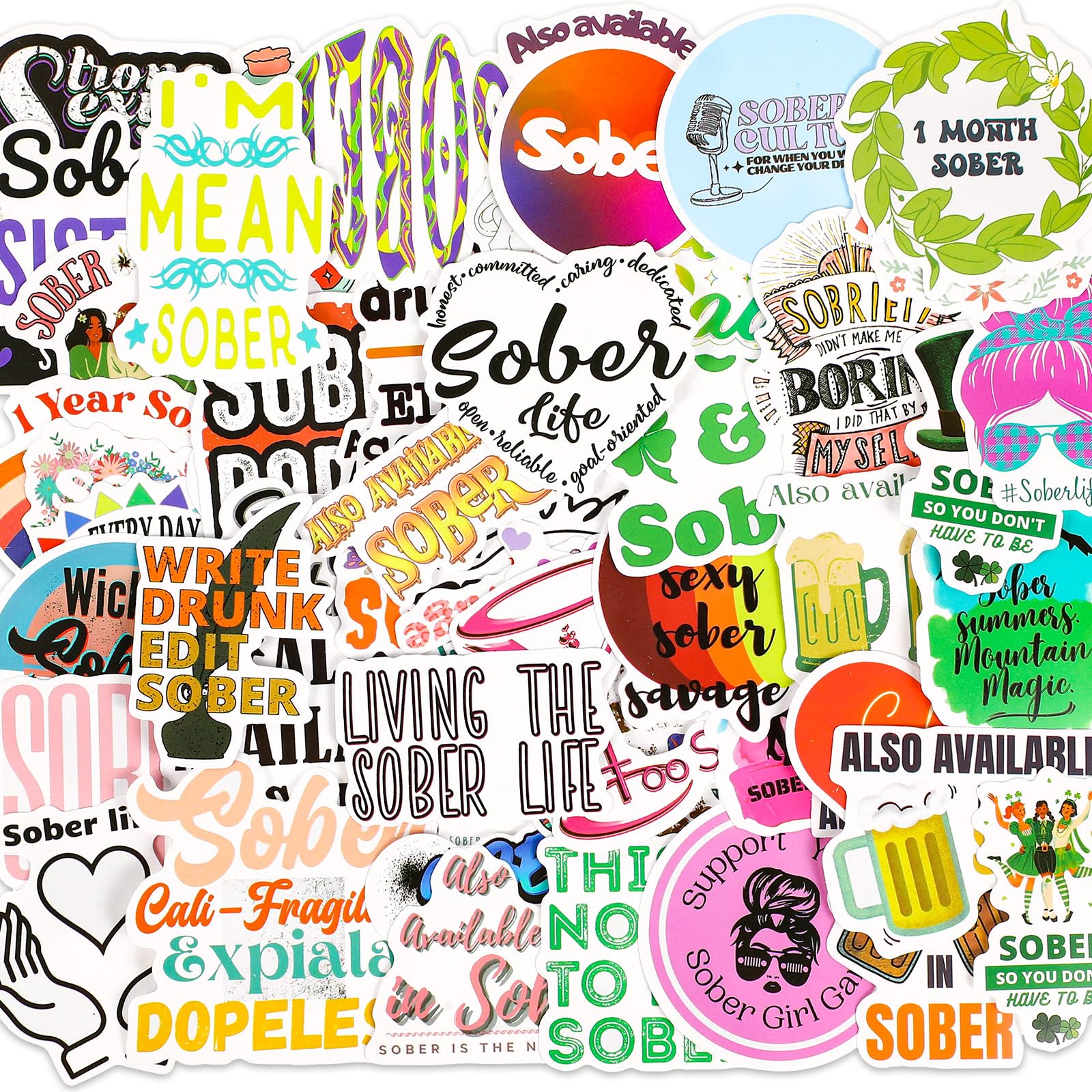 Amazon.com: Jetec 120 Pcs Sober Stickers Sobriety Sticker for Journal ...