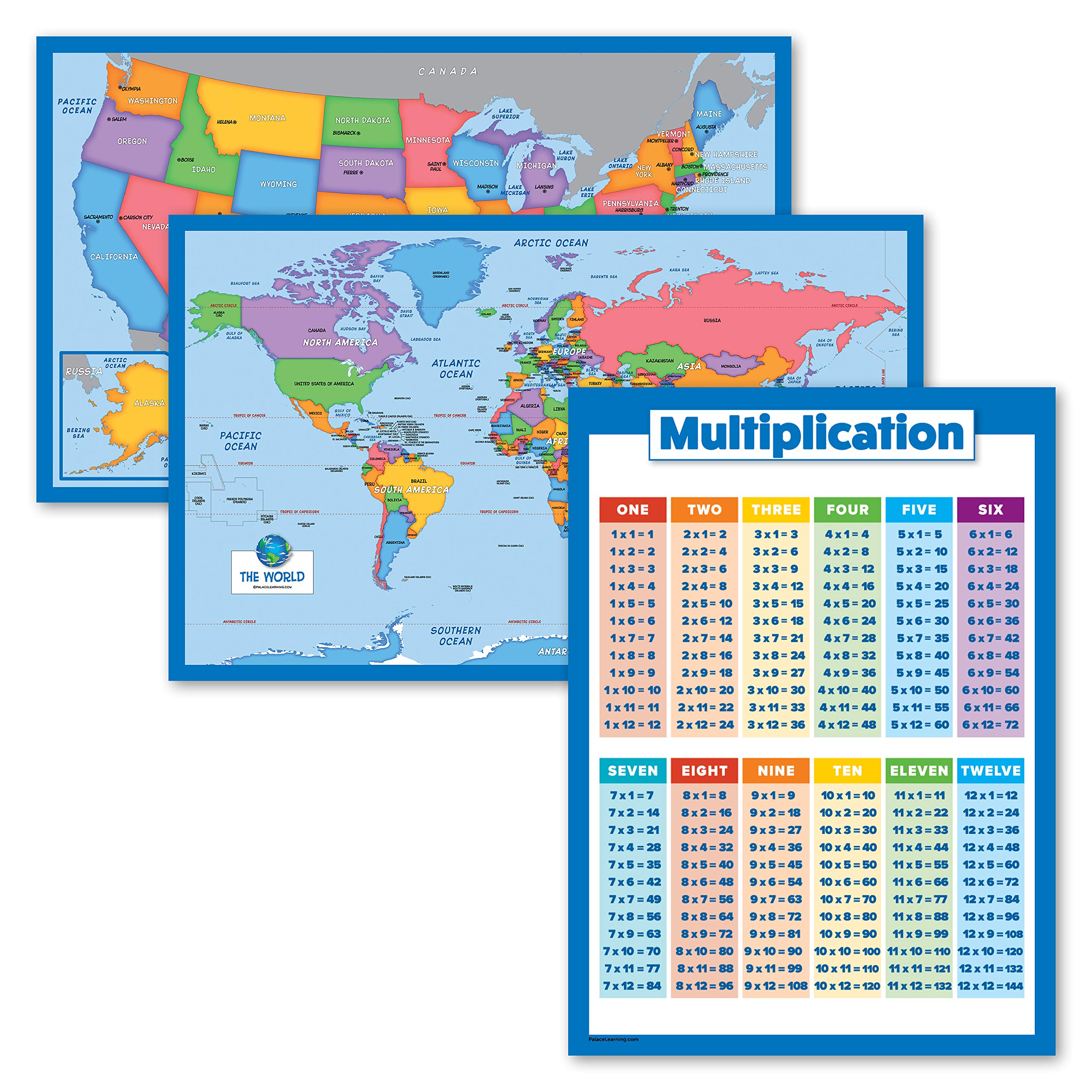3 Pack World Map And Usa Map For Kids Multiplication | Desertcart Bahamas