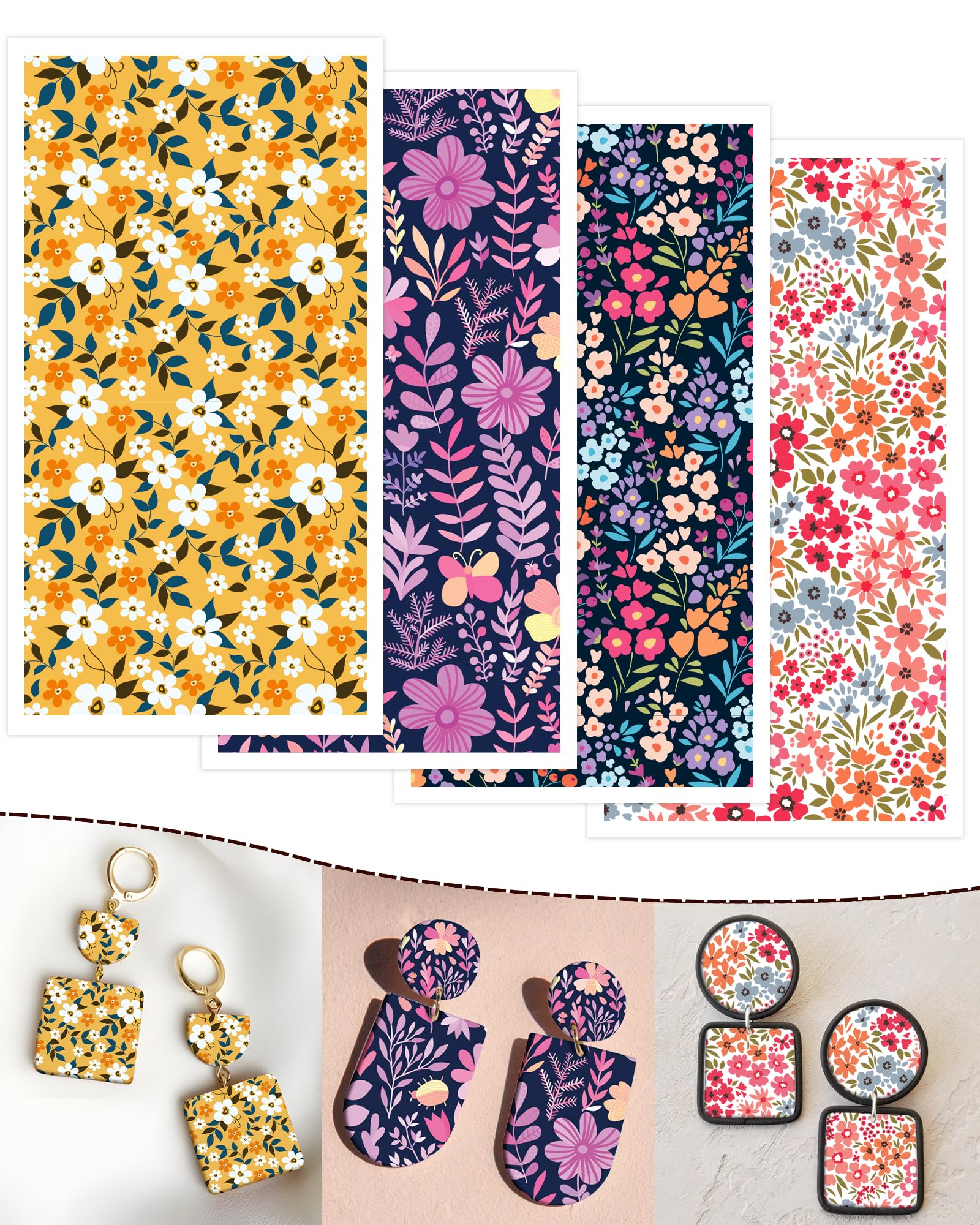 Amazon.com: Puocaon Polymer Clay Transfer Paper - 20 Pcs Floral ...