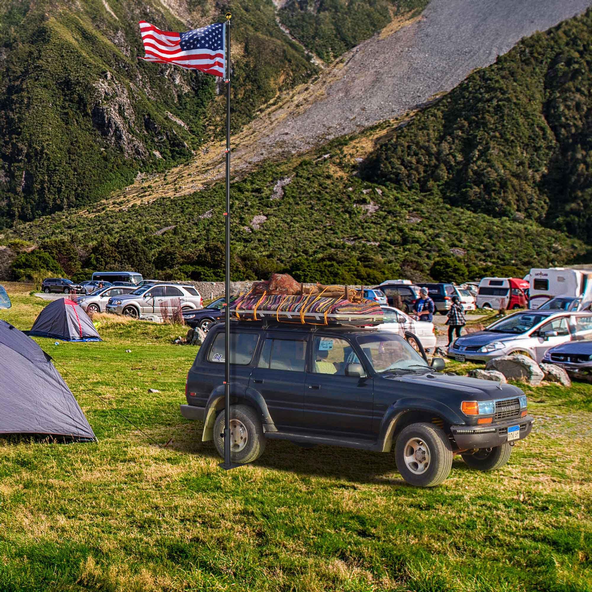 Snapklik.com : Yescom EZ GO 20ft Portable Telescopic Tailgate Flag Pole Kit