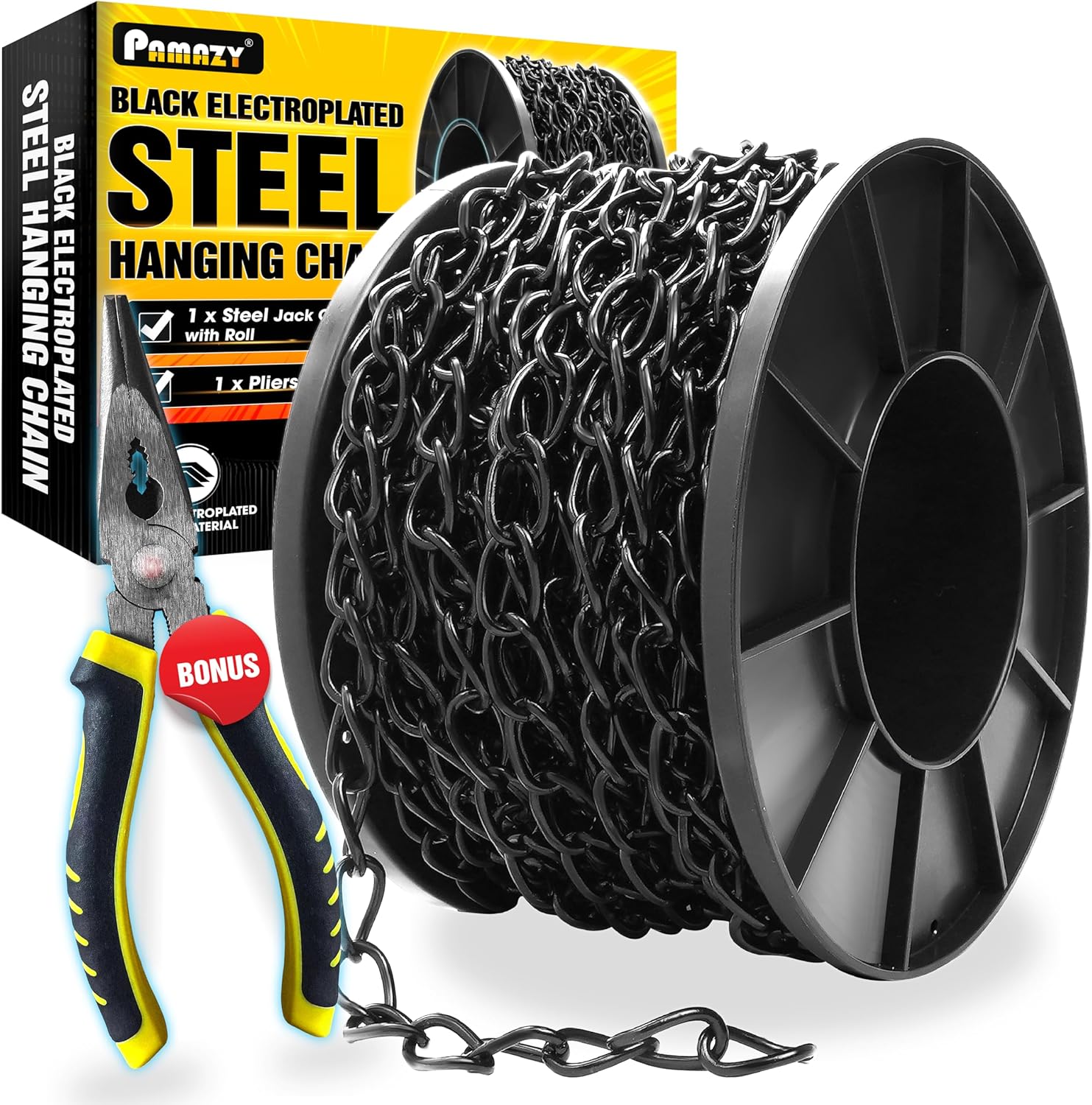 Amazon.com: [Upgraded] 50FT Black Electroplated Steel Hanging Chain ...