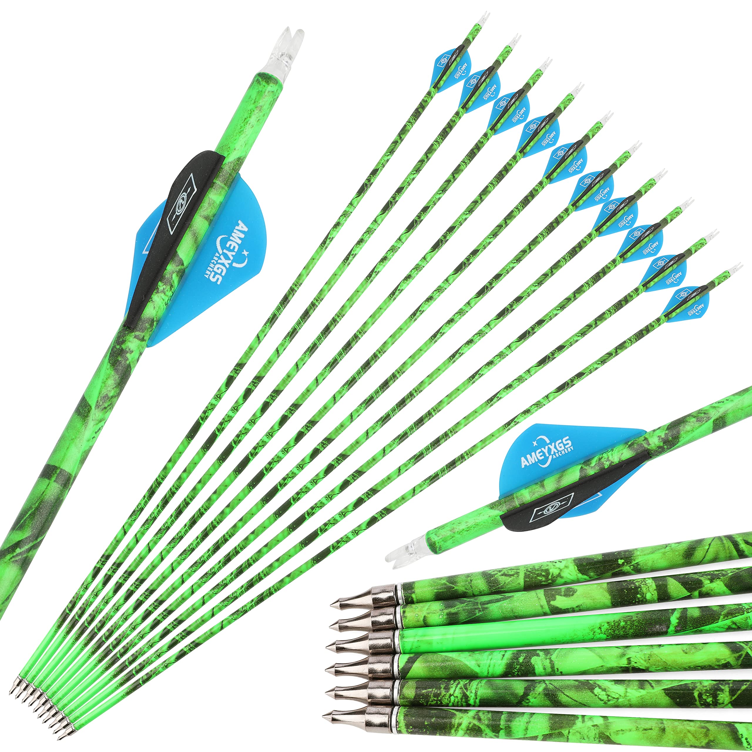 ZSHJGJR 30" Carbon Arrows 500 Spine Archery Hunting Arrows with ...