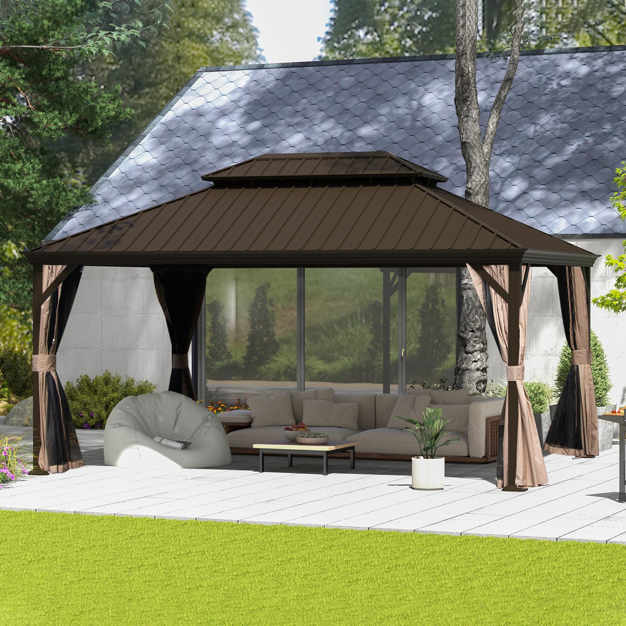 Amazon.com : Domi 10' X 14' Hardtop Gazebo, Upgraded Metal Gazebo with ...