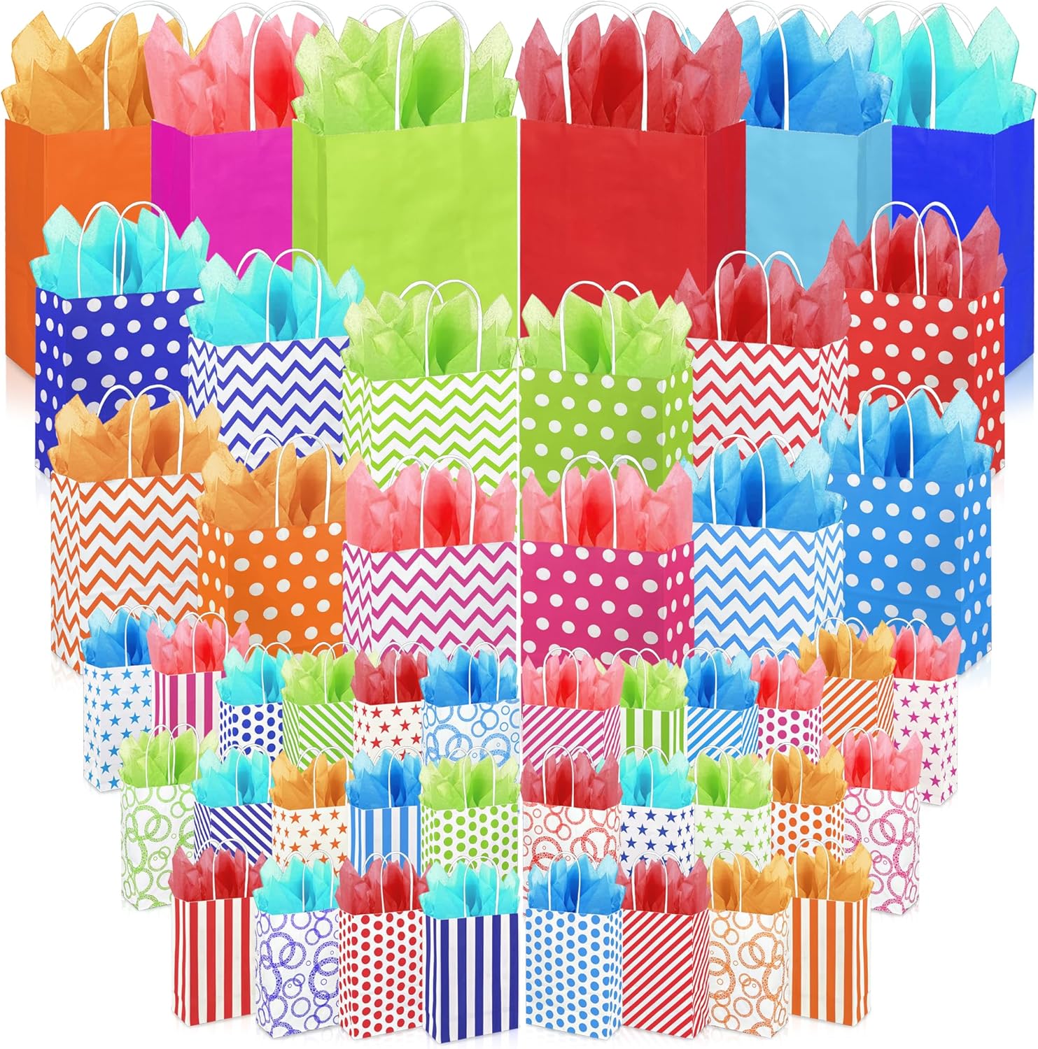 Amazon.com: KEEPARTY 96 PCS Assorted Sizes Gift Bags with Handles 48 ...