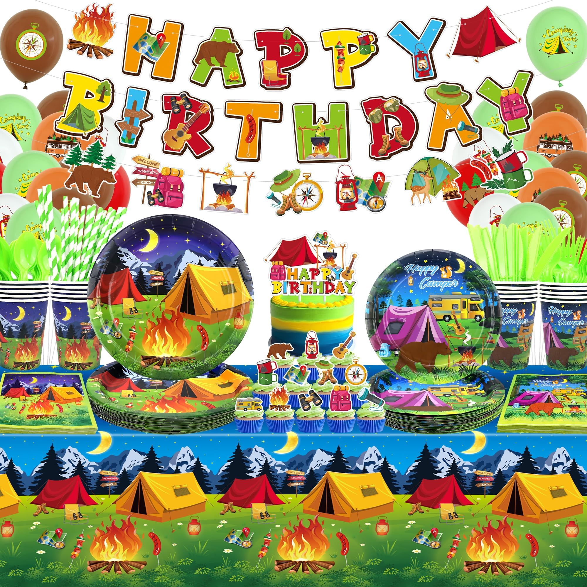 Amazon.com: Happy Camper Birthday & Camping Party Decorations Set ...