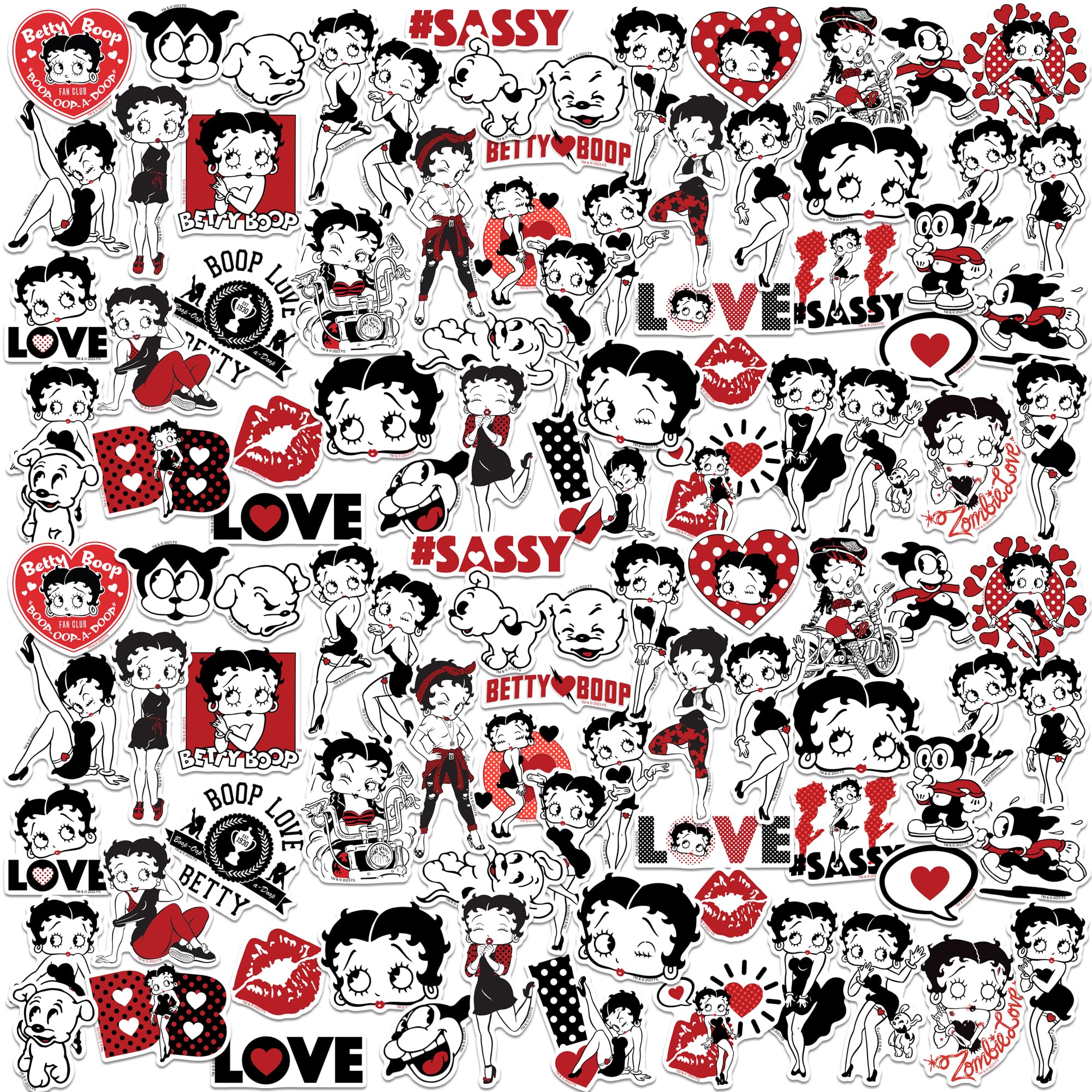Amazon.com: Betty Boop Limited Color 100ct Vinyl Large Deluxe Stickers ...