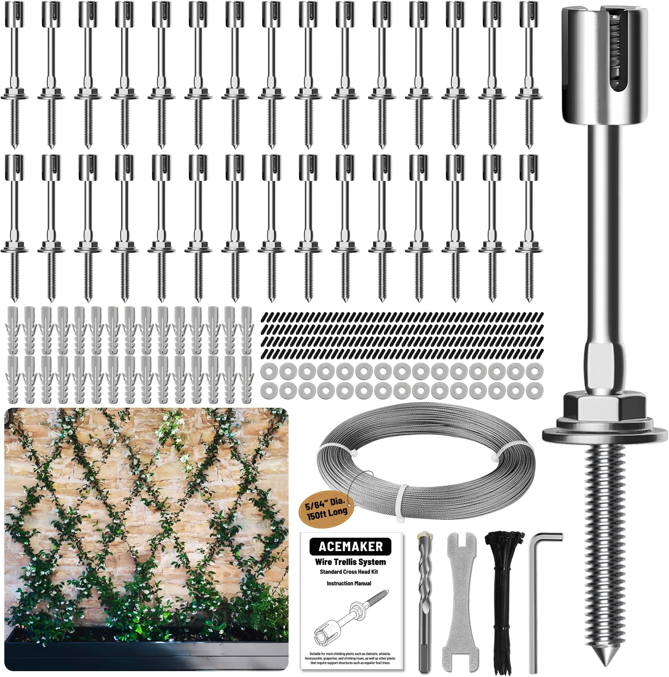 Amazon.com : Acemaker Wire Trellis for Climbing Plants Outdoor, 30-Set ...