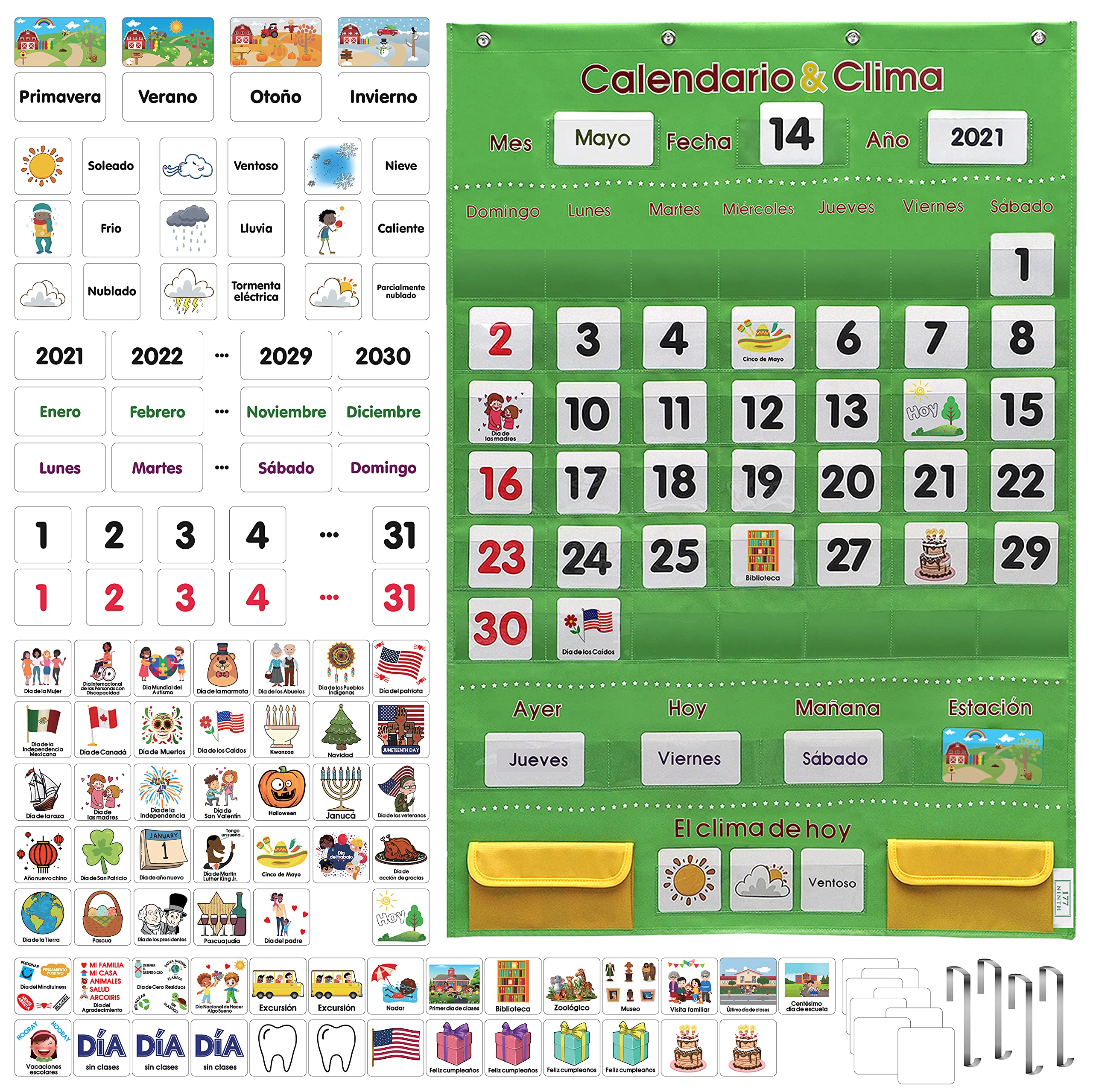 Buy Spanish and Weather Pocket Chart - Includes 4 Exclusive s & 142 ...