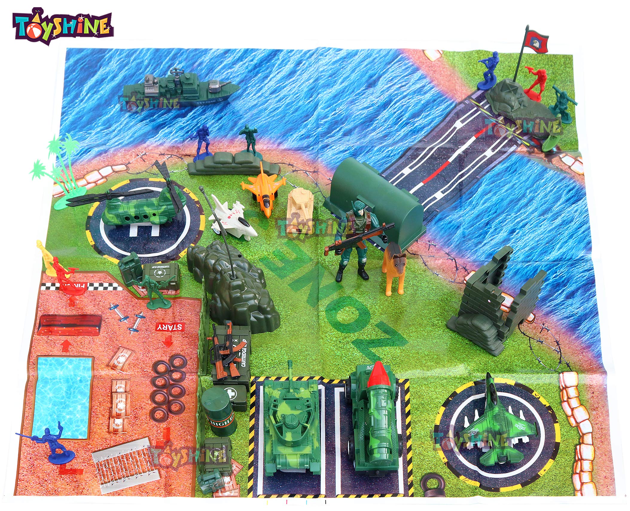 Toyshine Large Army Toy Pack with Playing Mat Assorted Army Toys ...