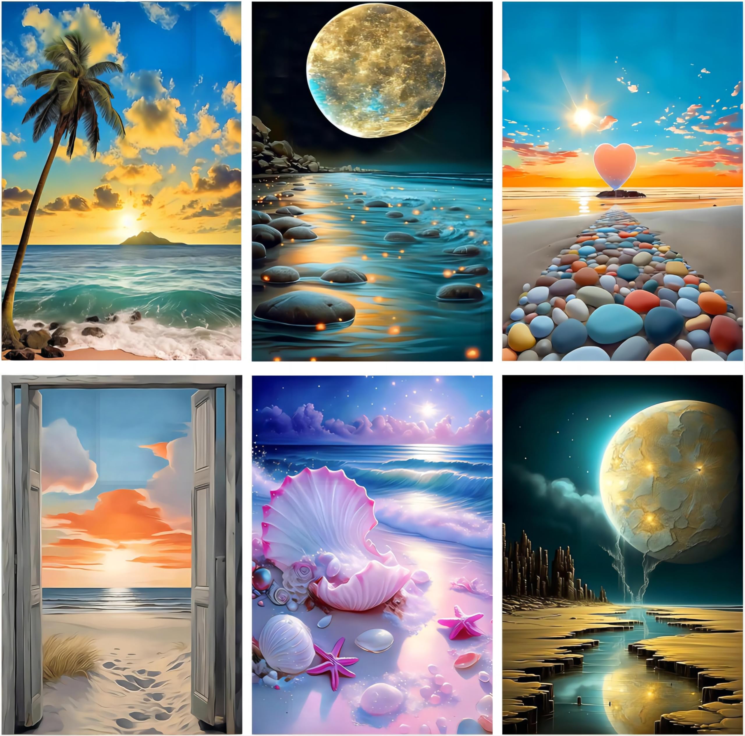 Amazon.com: DOTZSO Painting Pack of 6 Adult 5D Diamond Painting Kit ...