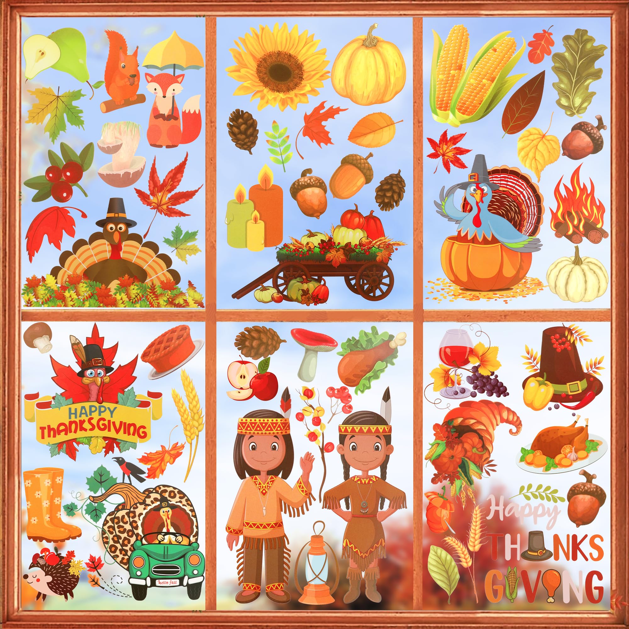 Amazon.com: KatchOn, Thanksgiving Window Clings for Glass Windows - 110 ...