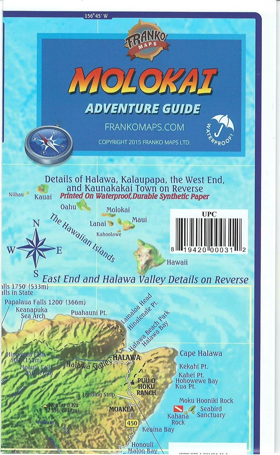 Molokai Hawaii Adventure & Dive Guide Franko Maps Waterproof Map ...