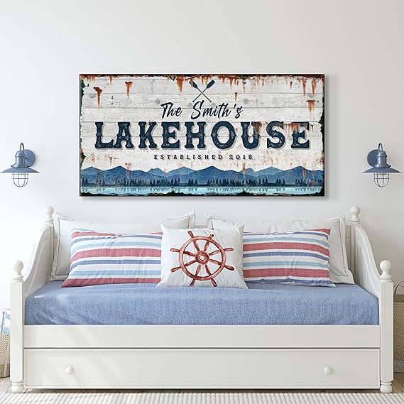 Amazon.com: TAILORED CANVASES Custom Lake House Sign - Large Rustic ...