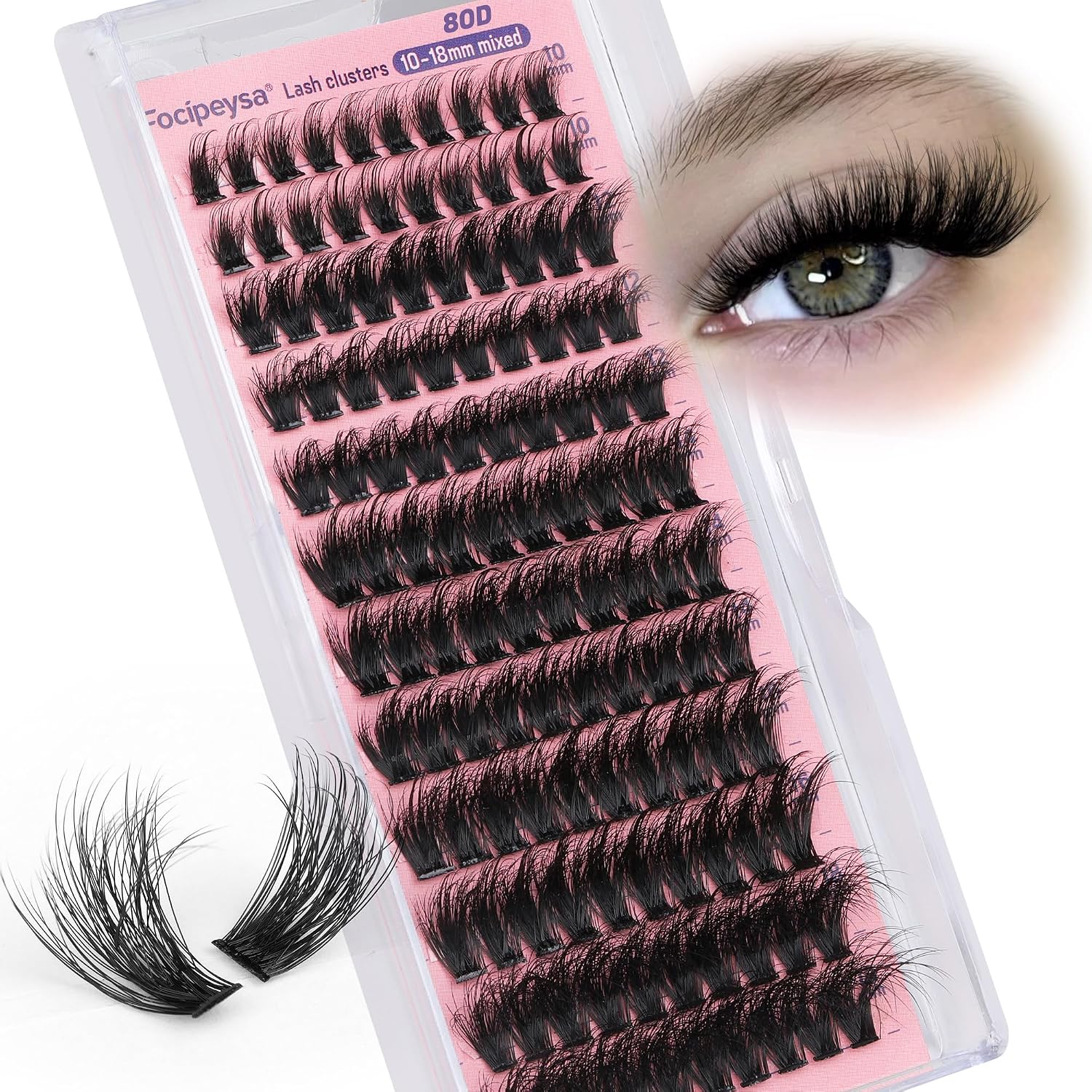 Amazon.com: Focipeysa Eyelash Clusters Fluffy 80D Individual Eyelash ...