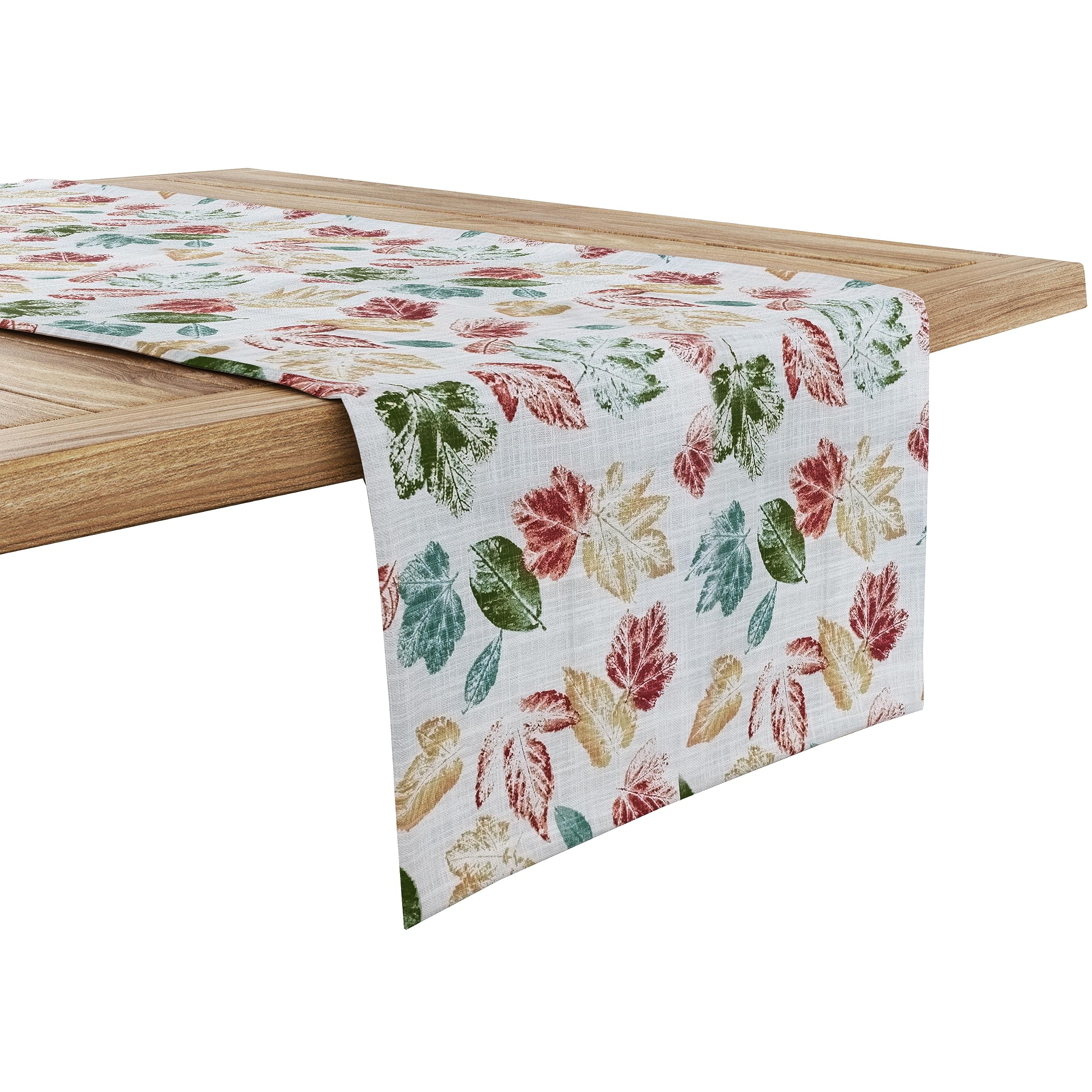 Snapklik.com : 100% Cotton Cloth Table Runner, Stamped Leaves ...