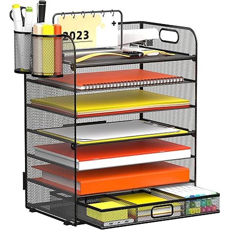 Amazon.com: GoldOrcle 8 Tier Paper Letter Tray Organizer with Drawer ...