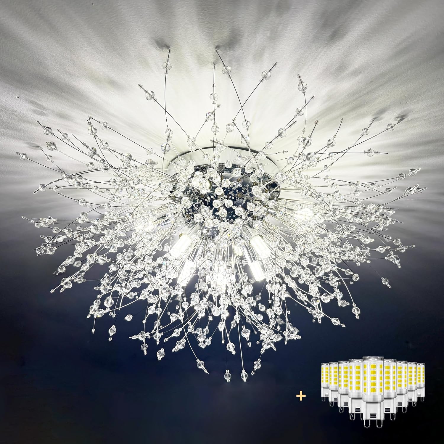 Chandeliers Crystal Flush Mount Ceiling Light Modern Sputnik Firework ...