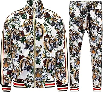 Amazon.com: G-Style USA Men's Tiger Pattern Tracksuit Sets : Sports ...