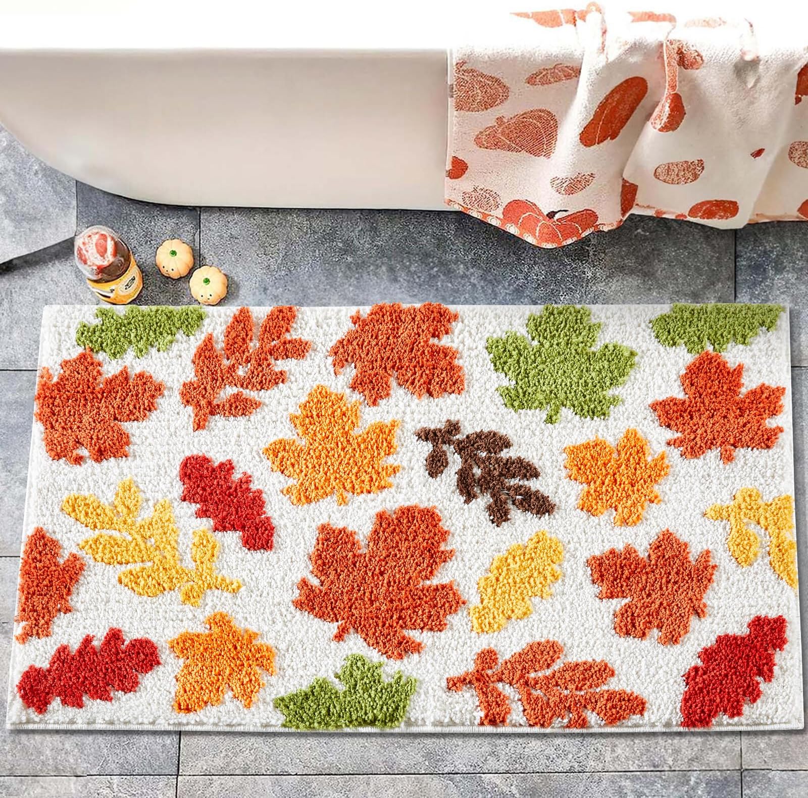 Amazon.com: TRUEDAYS Bathroom Rugs Halloween Orange Rug Cute Pumpkin ...