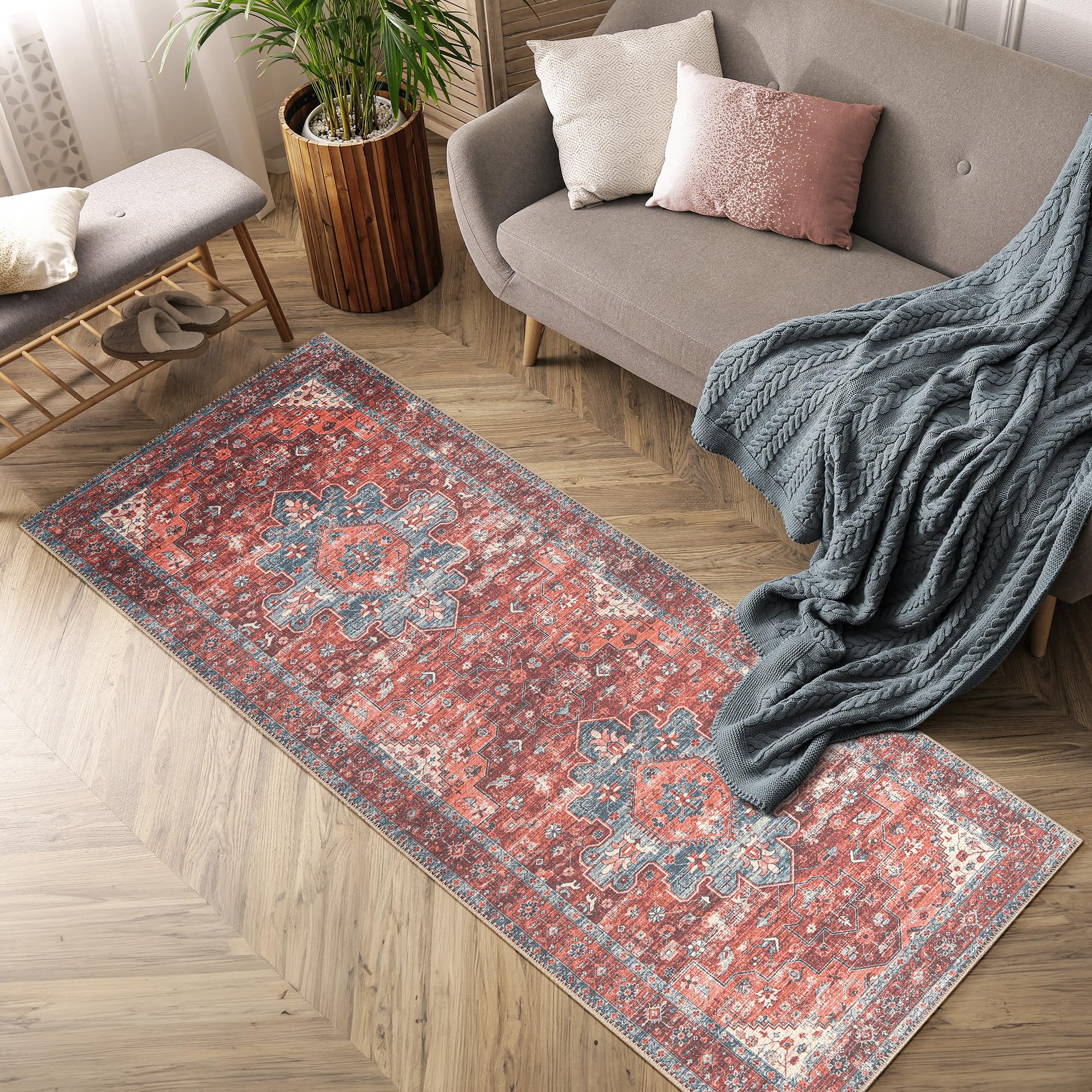 Adiva Rugs Machine Washable Area Rug for Living Room, Bedroom, Bathroom ...