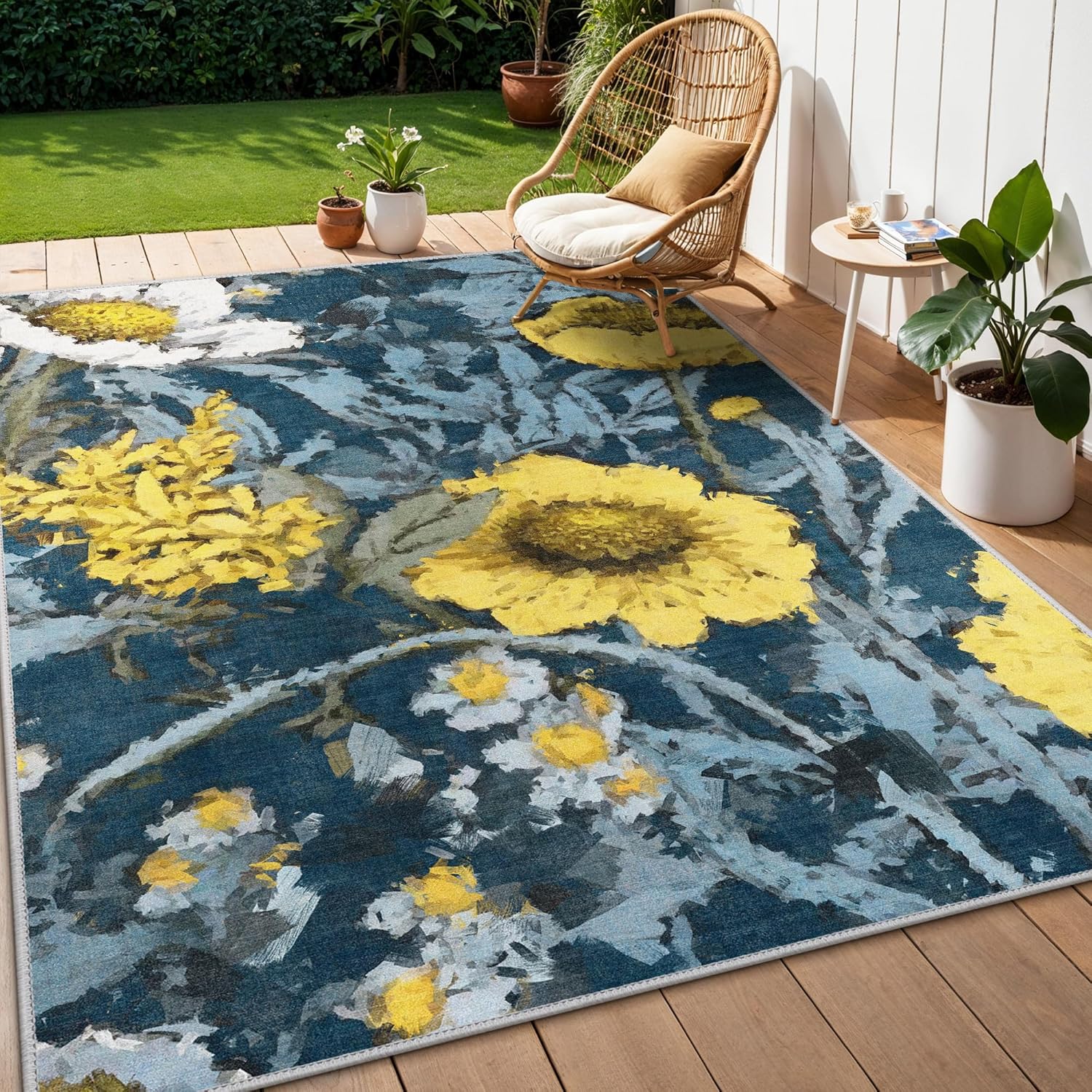 Amazon.com: GENIMO Indoor Outdoor Area Rug 5' X 7' Waterproof, Washable ...