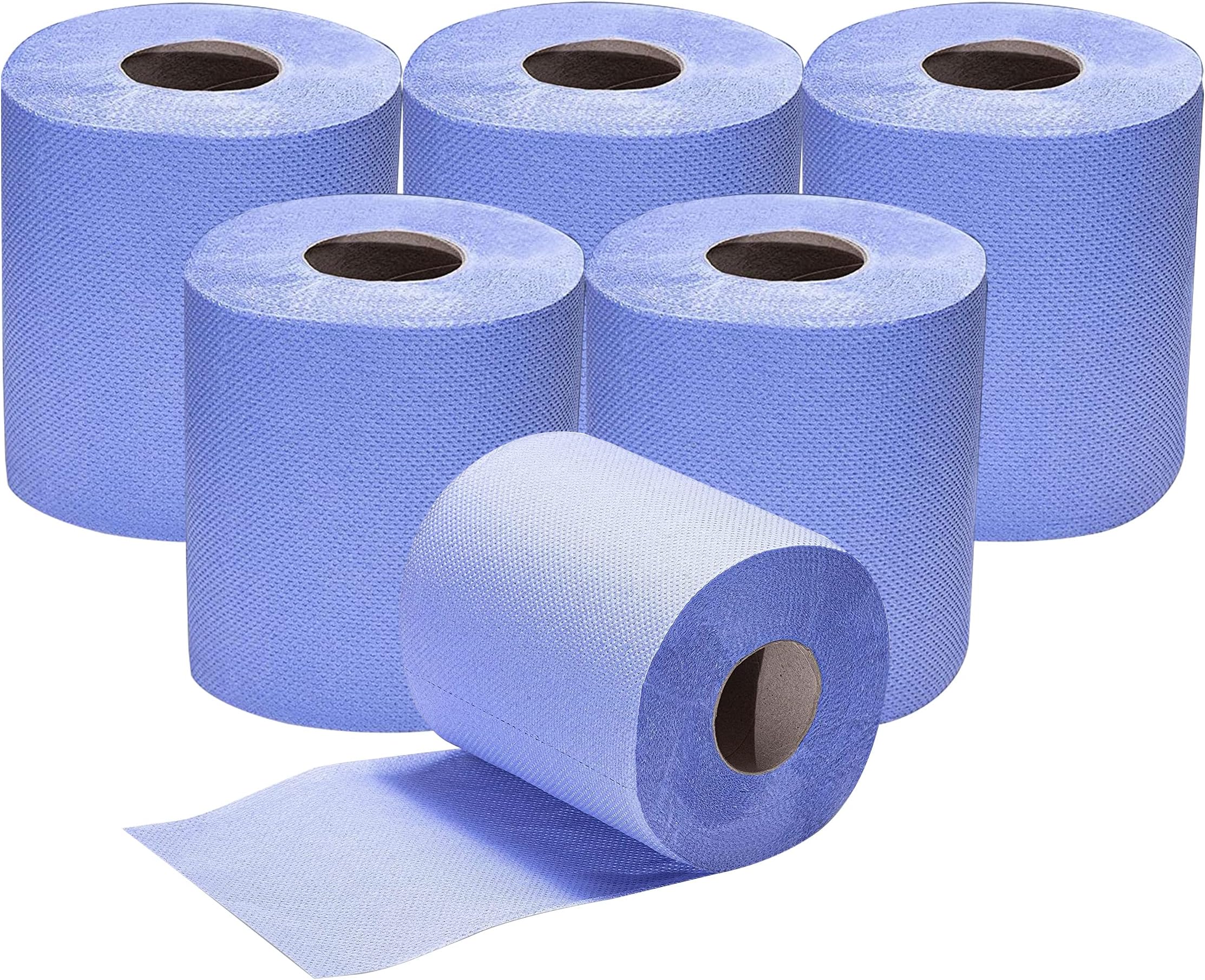 Blue Rolls 6 Pack 2 Ply Embossed Centre Feed Paper Wipe Rolls 110m ...