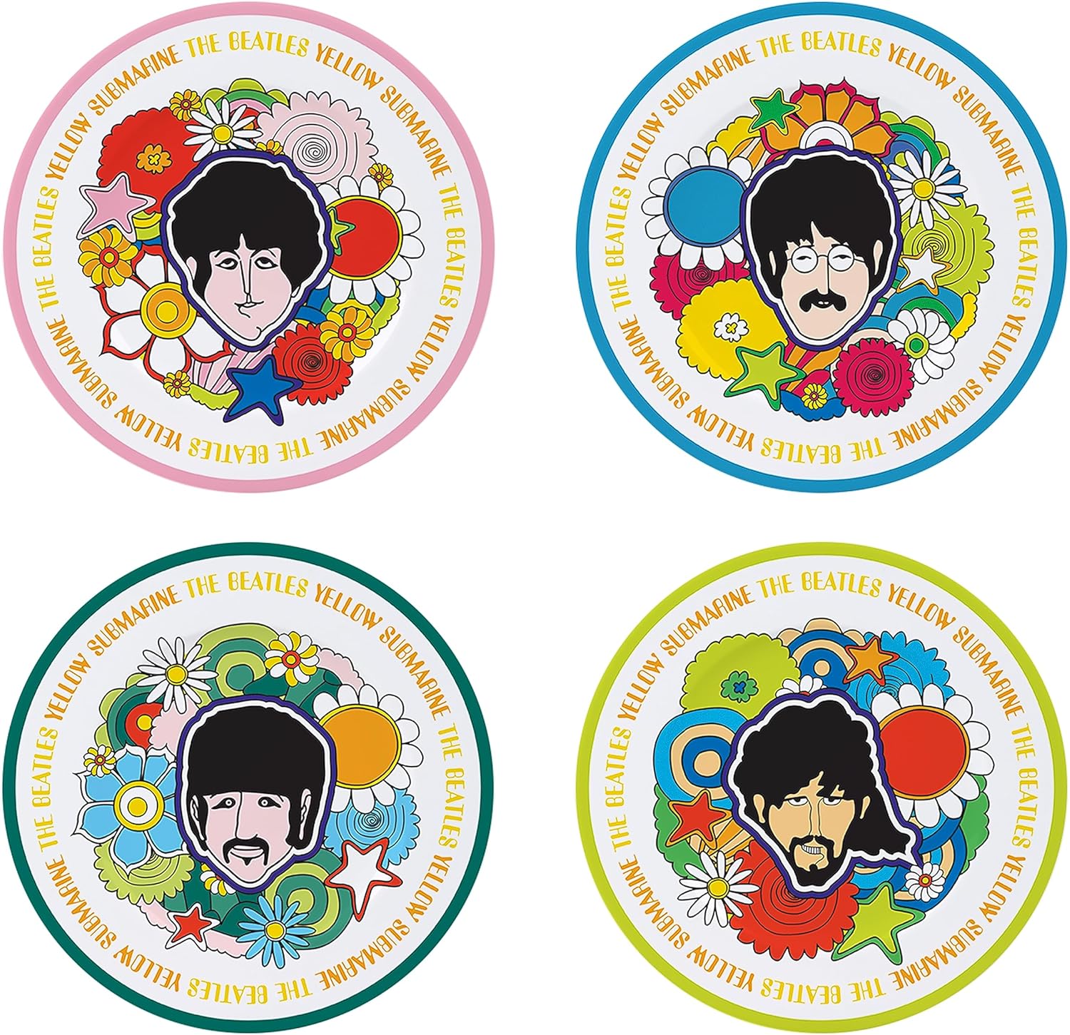 Amazon.com | GB eye The Beatles Yellow Submarine Flowers Plate Set ...