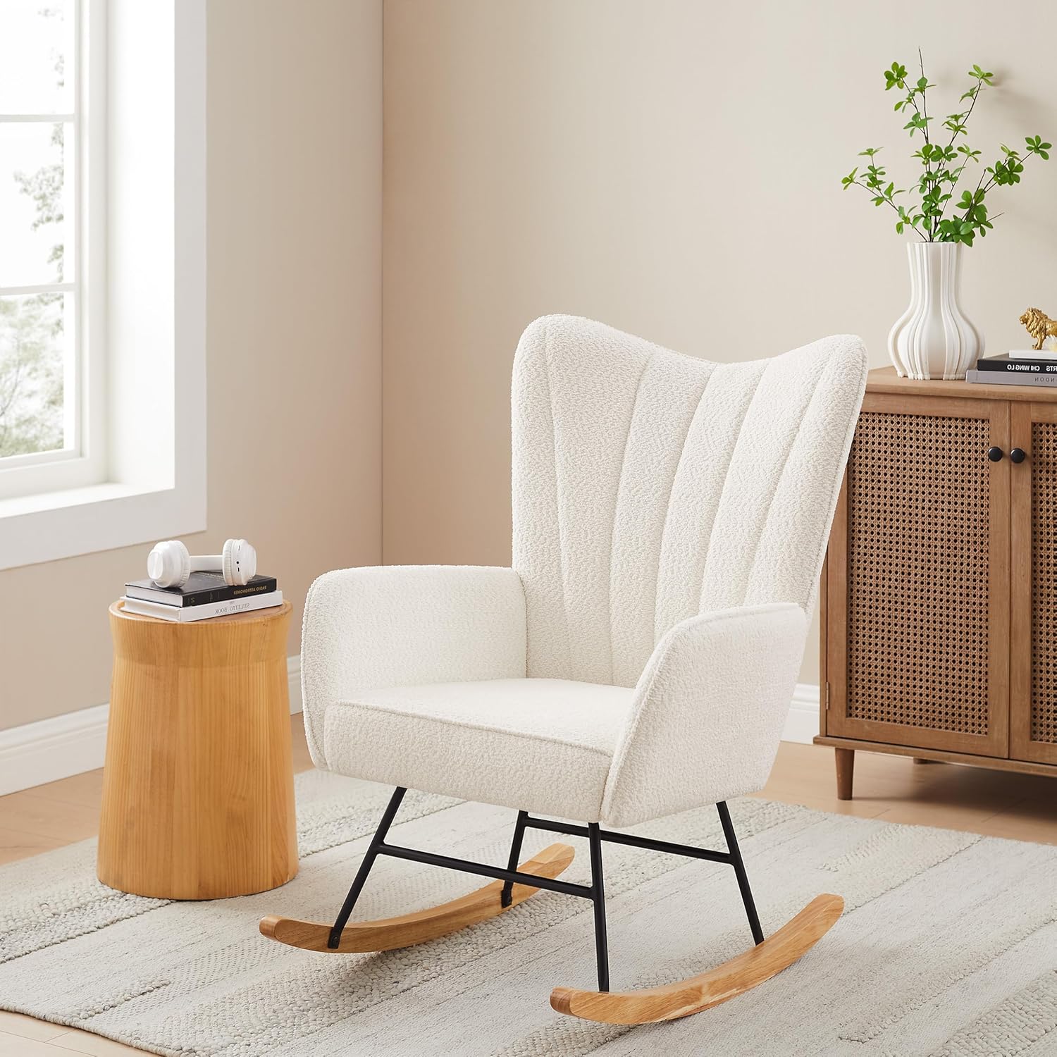 Amazon.com: VANOMi Rocking Chair Nursery, Boucle Glider Rocker with ...