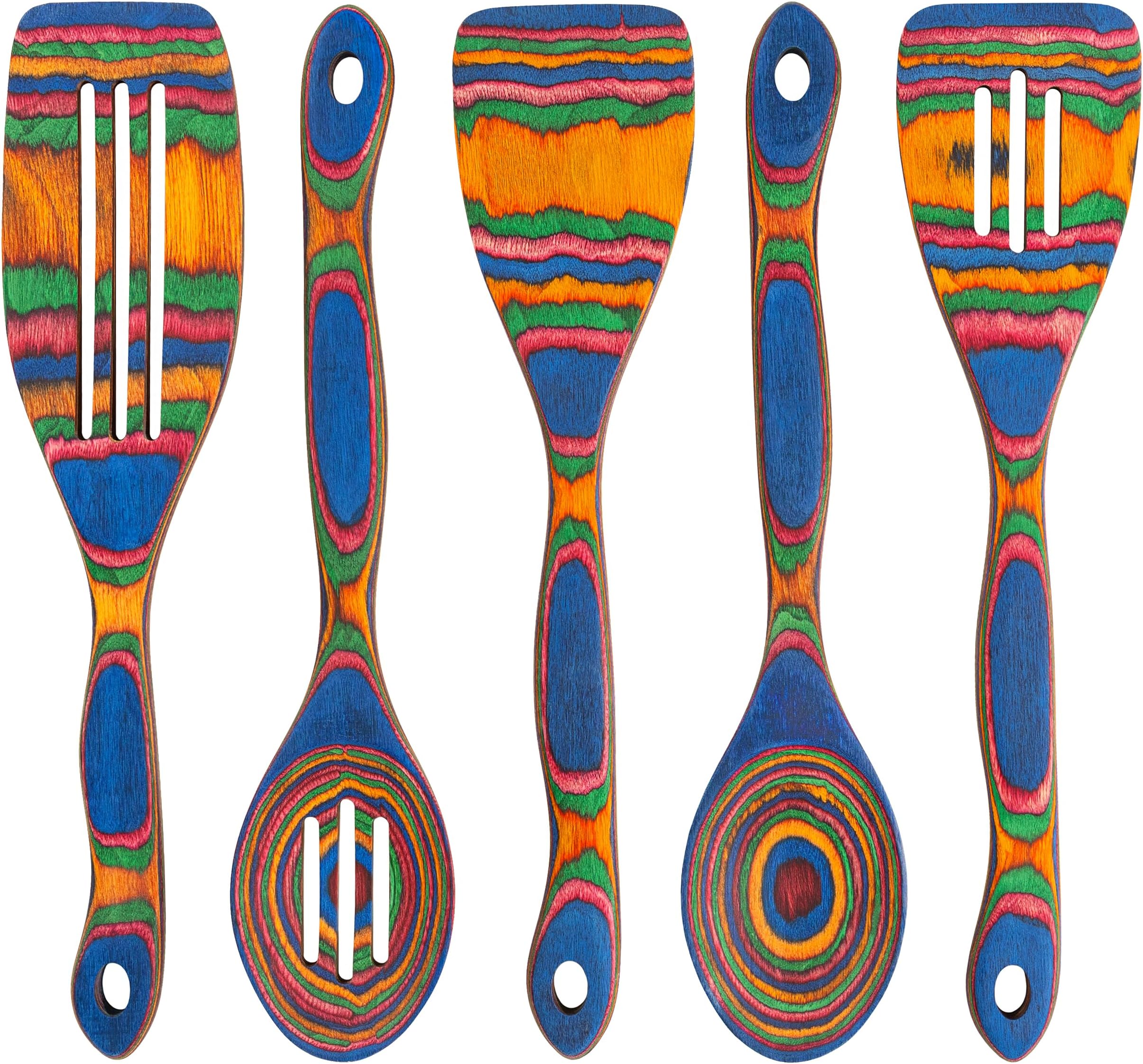 Amazon.com: 5pc Wood Cooking Utensils Set - Wooden Spoons for Cooking ...