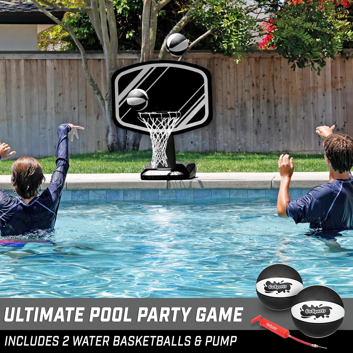 GoSports Splash Hoop Swimming Pool Basketball Game, Includes Poolside ...