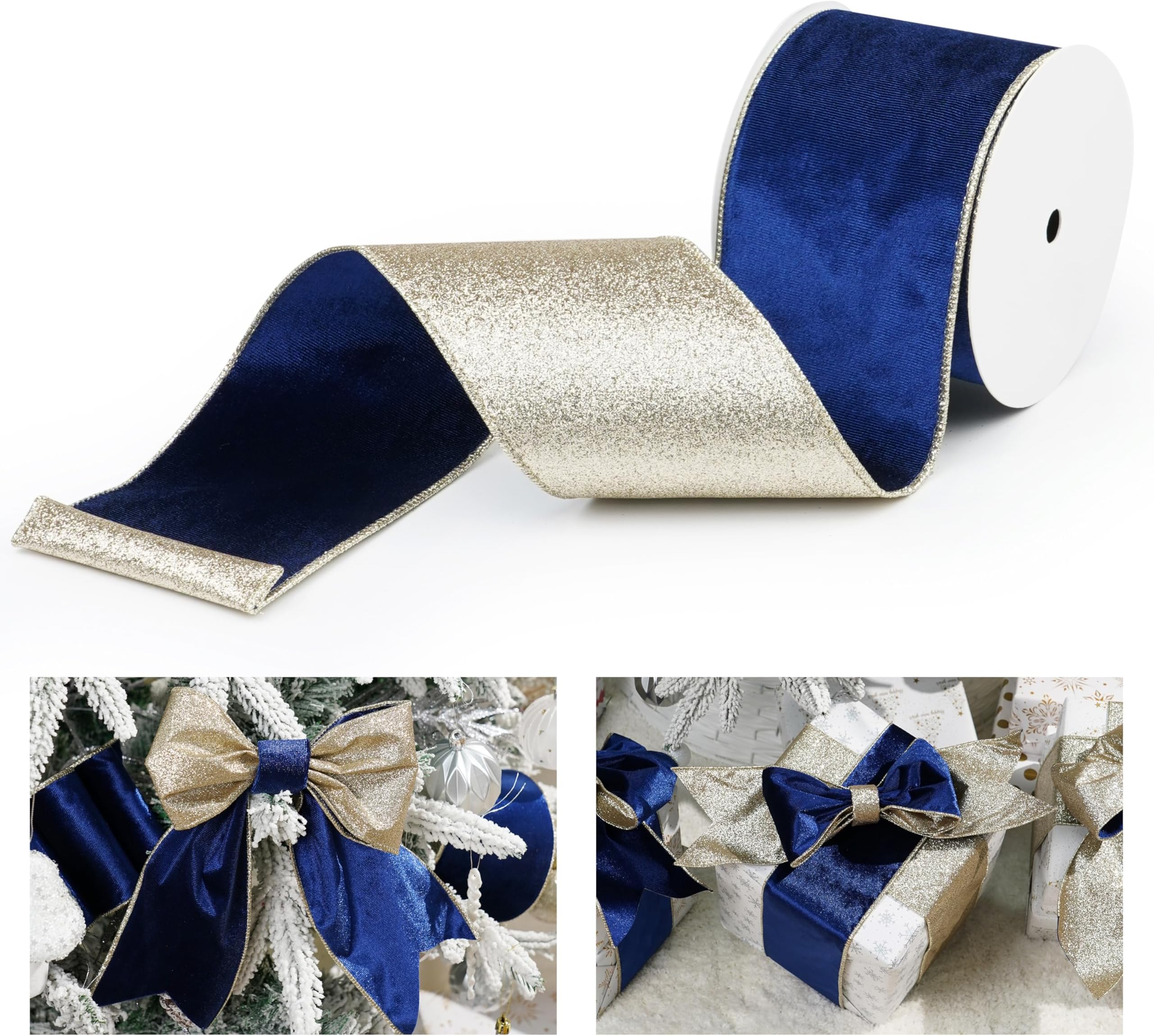 Amazon.com: ALIBBON 2.5 Inch x 10 Yds Royal Blue Velvet Ribbon Navy ...