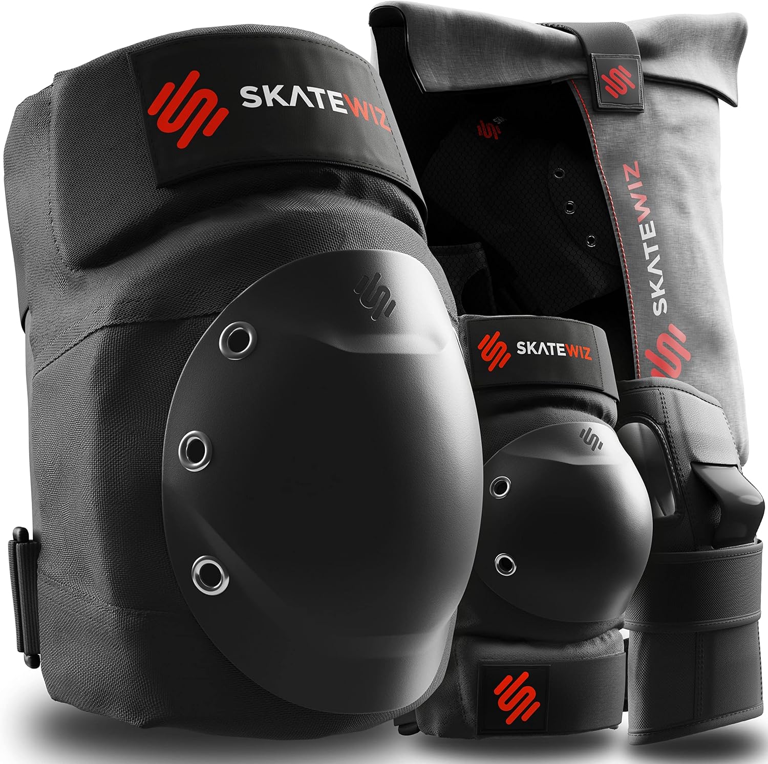 Amazon.com : SKATEWIZ Skating Protective Gear Adult [6pc] Shield Knee ...