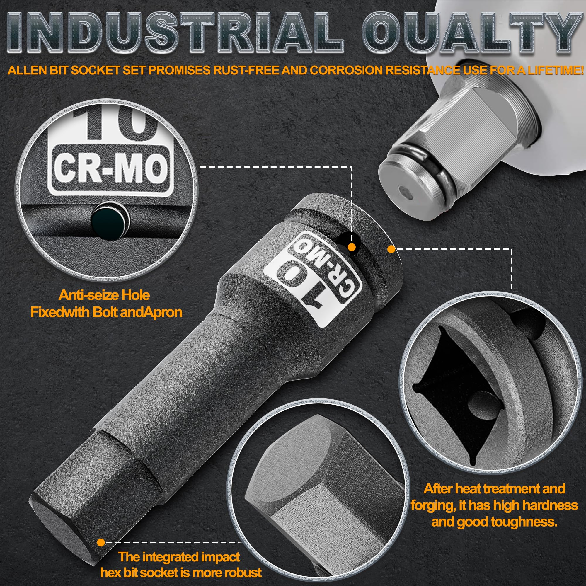 Snapklik.com : Aiourx 3/8" Drive Master Impact Hex Bit Socket Set ...