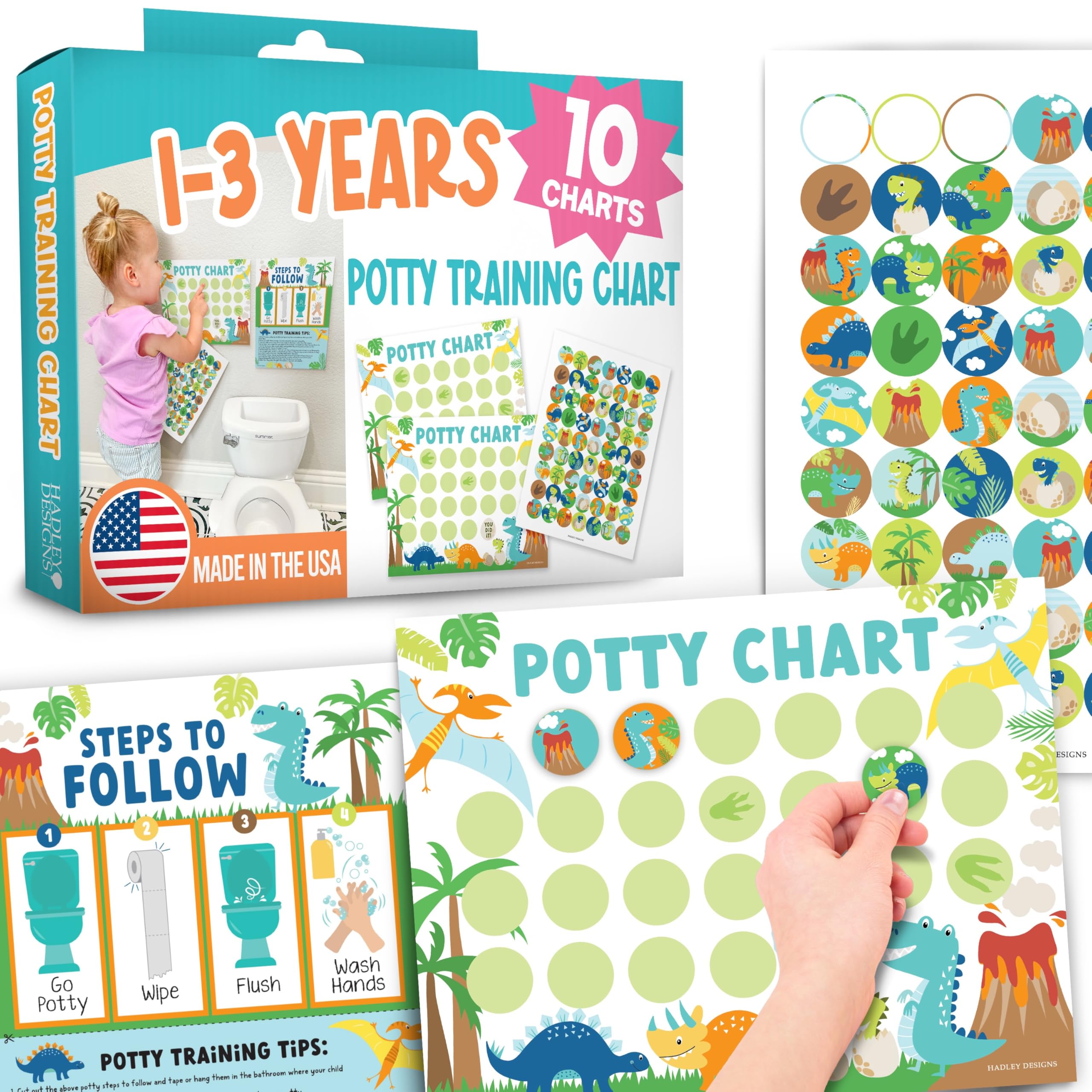 Hadley Designs Potty Training Chart For Boys With Fun Reward ...