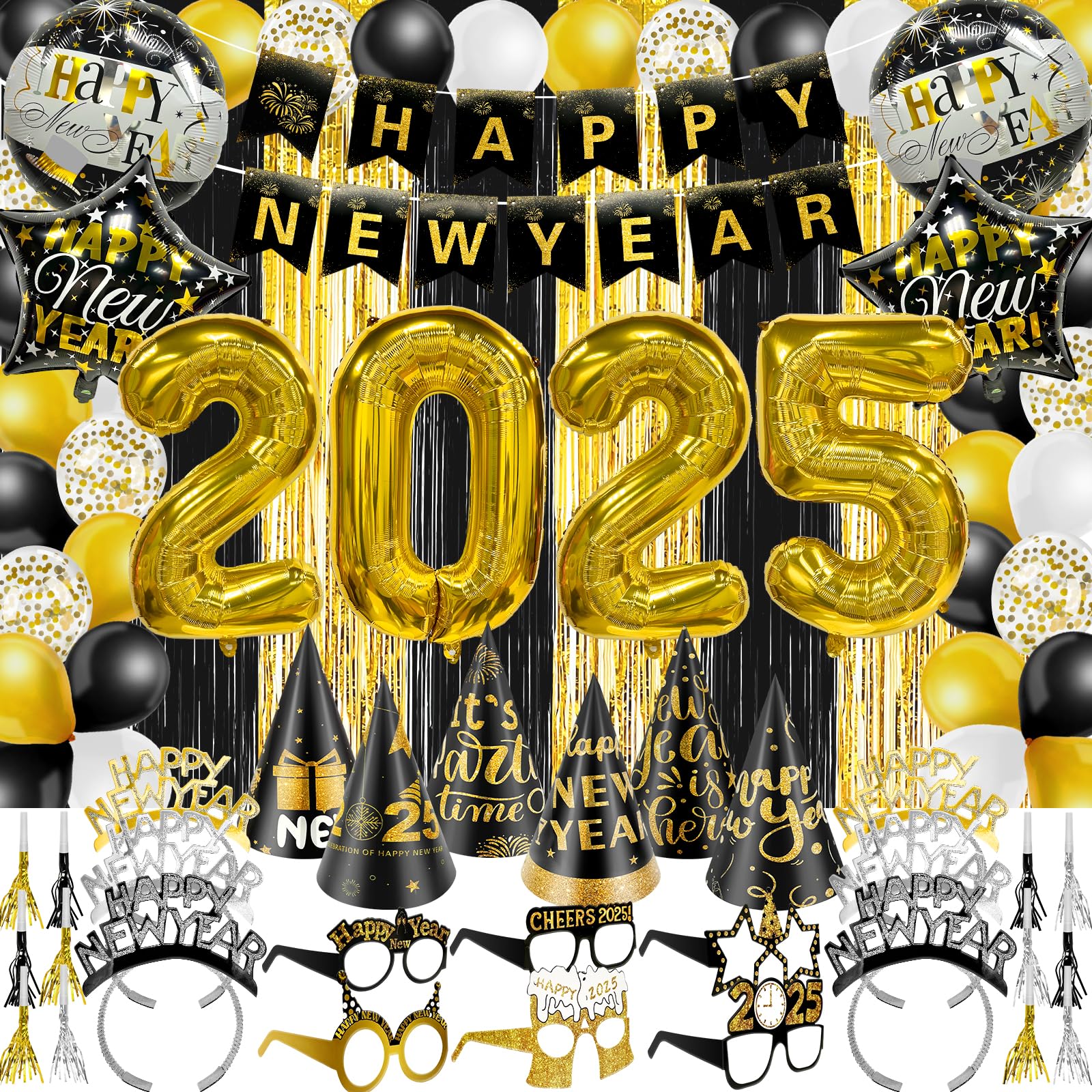 Amazon.com: 81 Pcs New Years Eve Party Supplies Happy New Year ...
