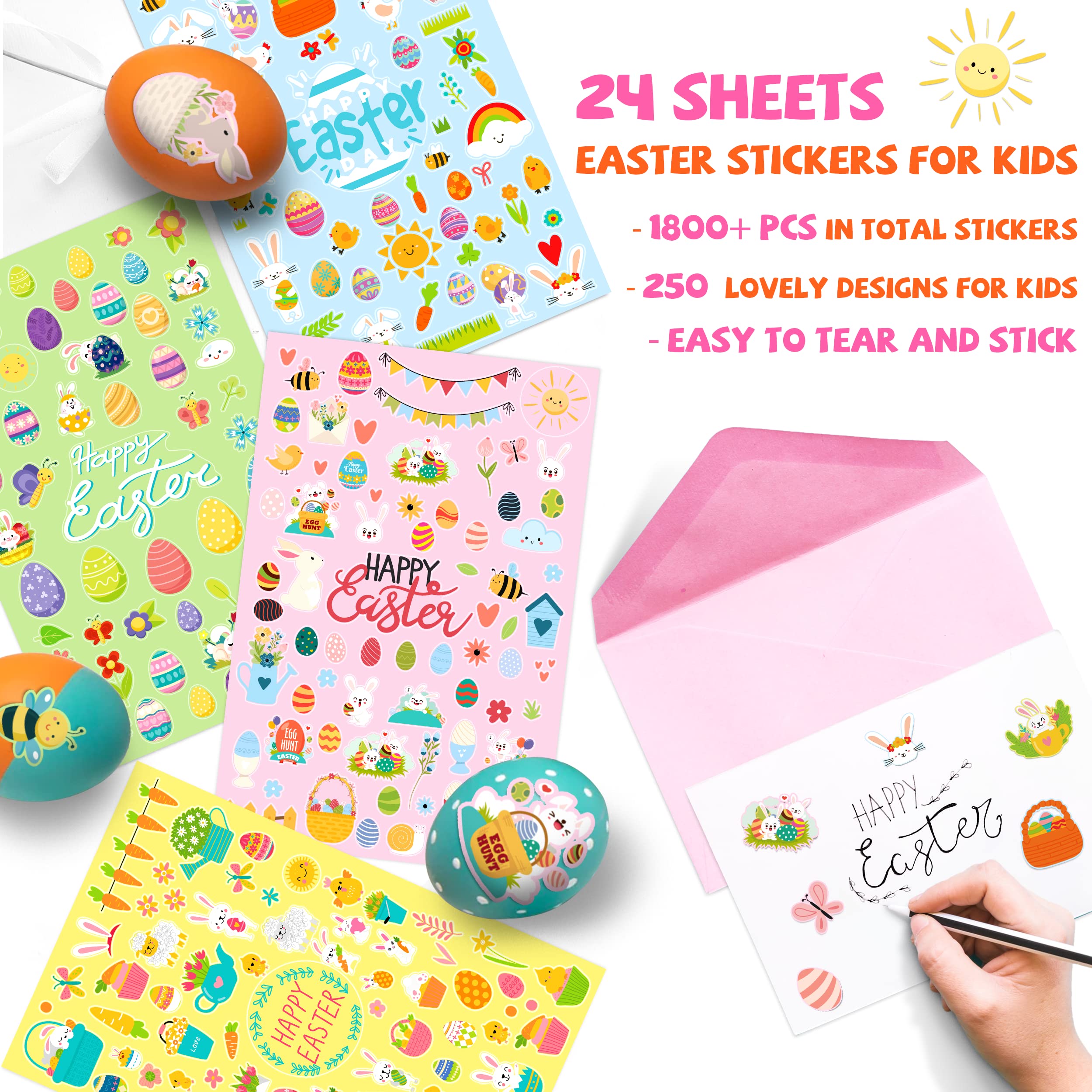 Snapklik.com : LINAYE 24 Sheets Easter Stickers For Kids - 1800PCS ...