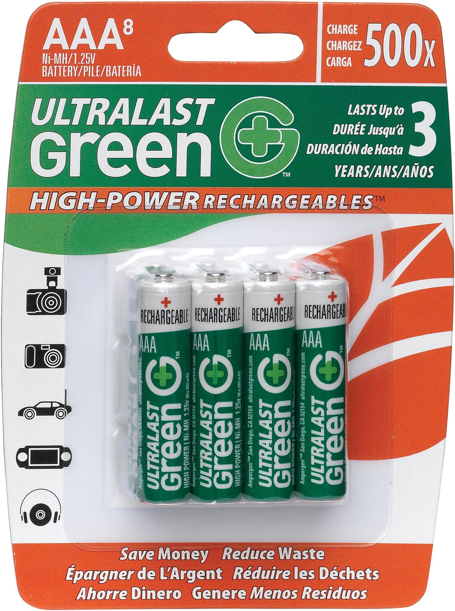 Amazon.com: Ultralast ULGHP8AAA AAA Green High-Power Rechargeable ...