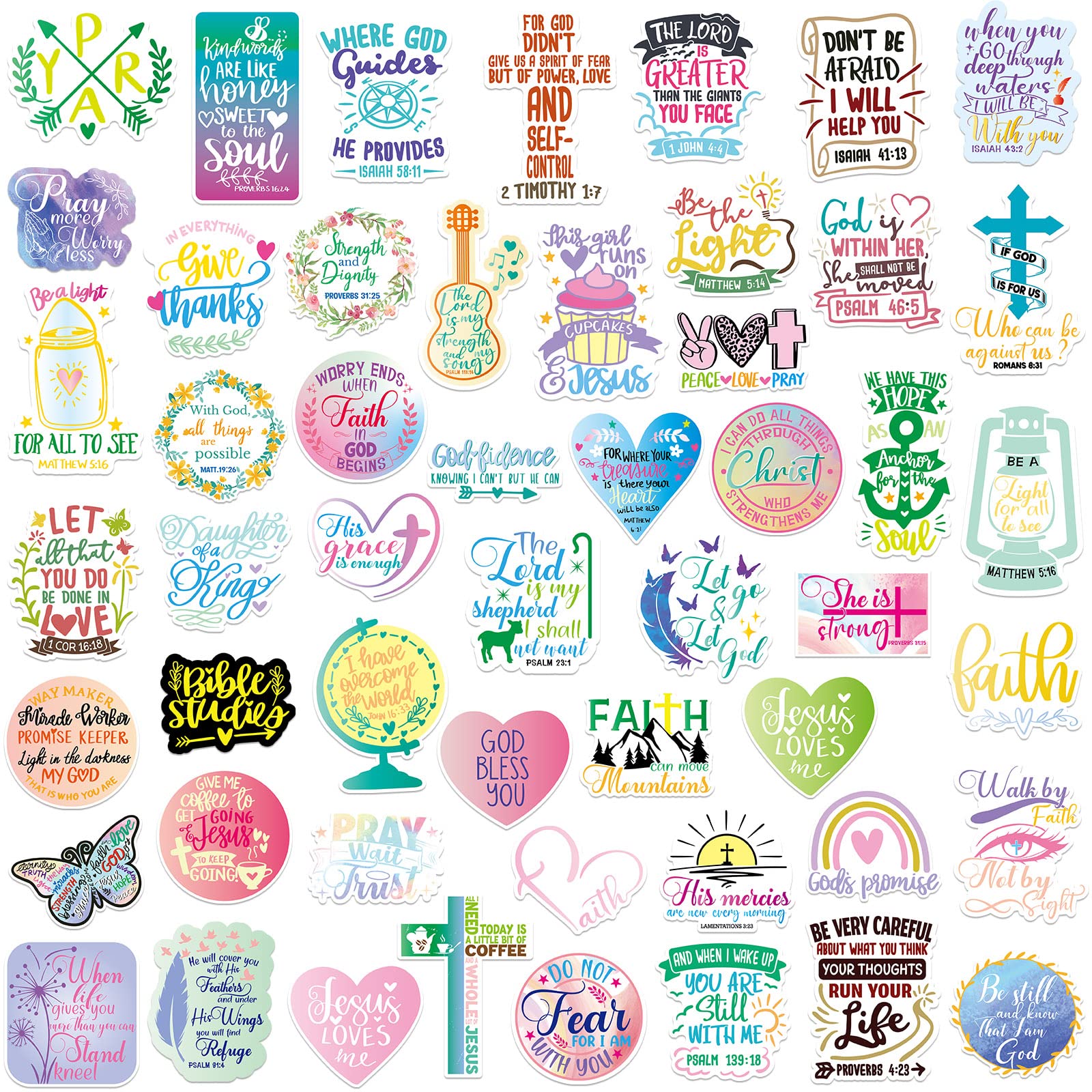 Snapklik.com : Christian Stickers Jesus Bible Verse Religious ...