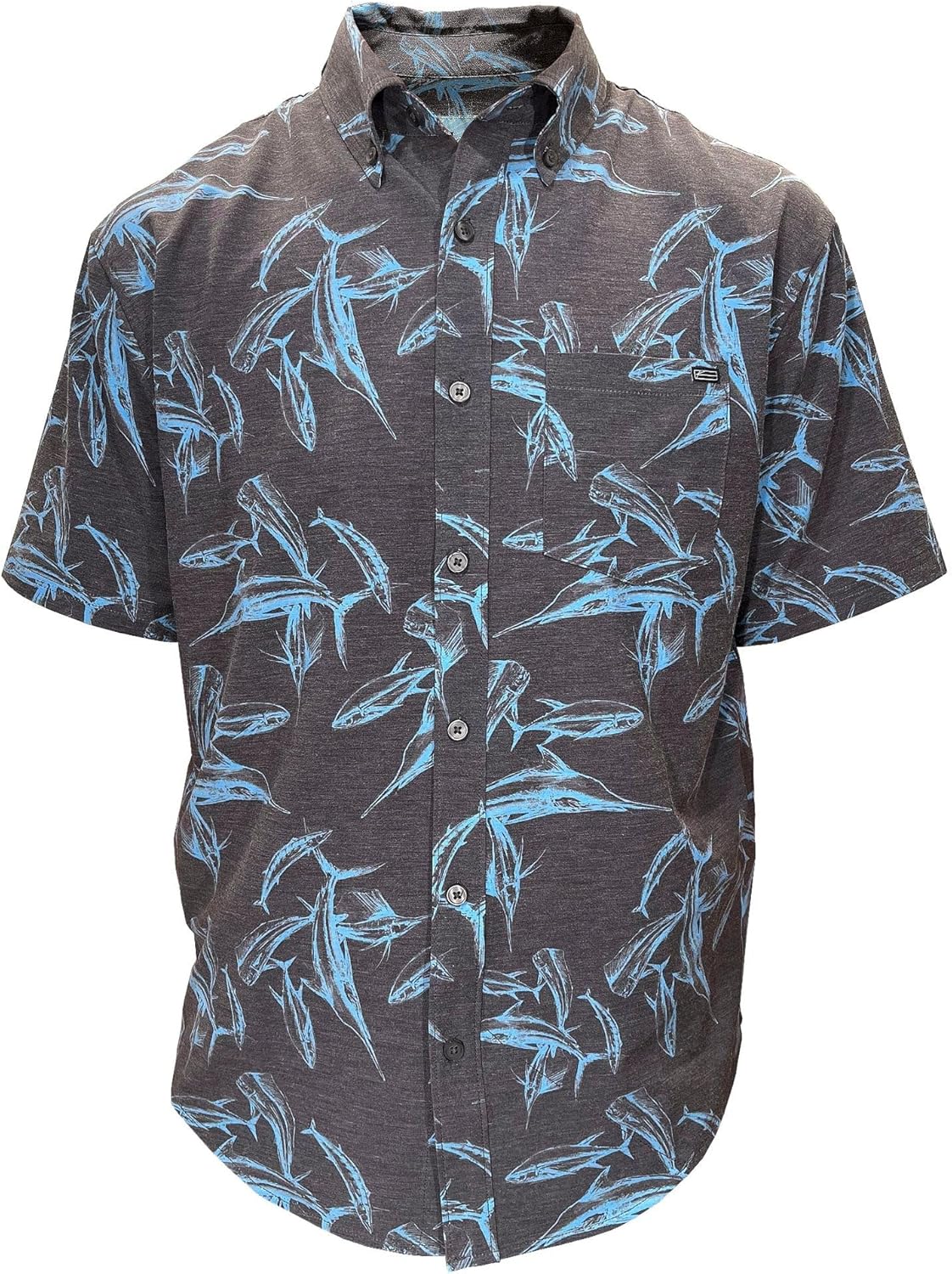 K SCOTT Atlantic Traveler Islander Short Sleeve Button Up Black at ...