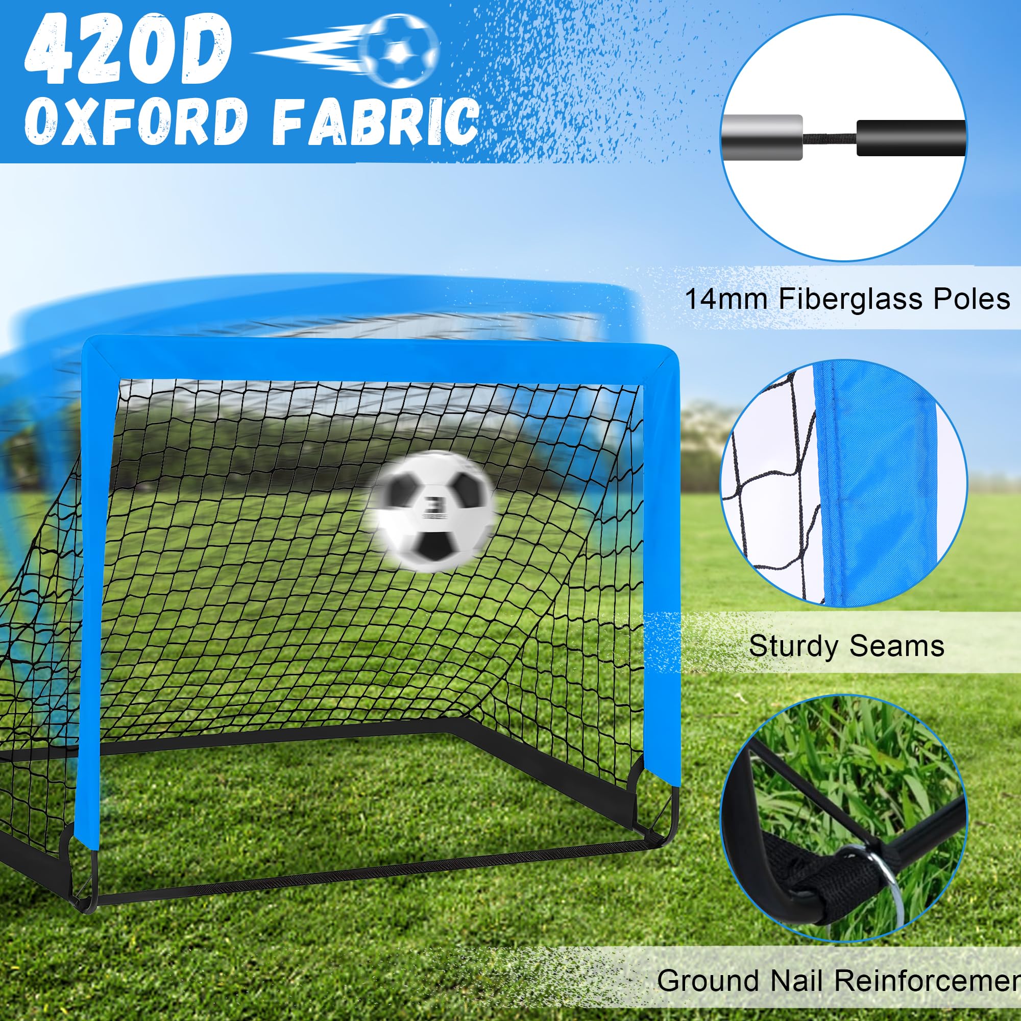 Snapklik.com : Rengue Soccer Goals For Backyard - 2 Pack 4X3 Ft Soccer Nets