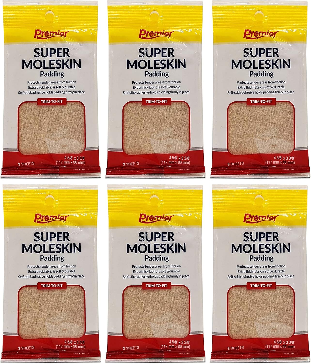 Amazon.com : 18 Sheets Comfort Padding Moleskin 4-5/8" x 3-3/8" Relief ...