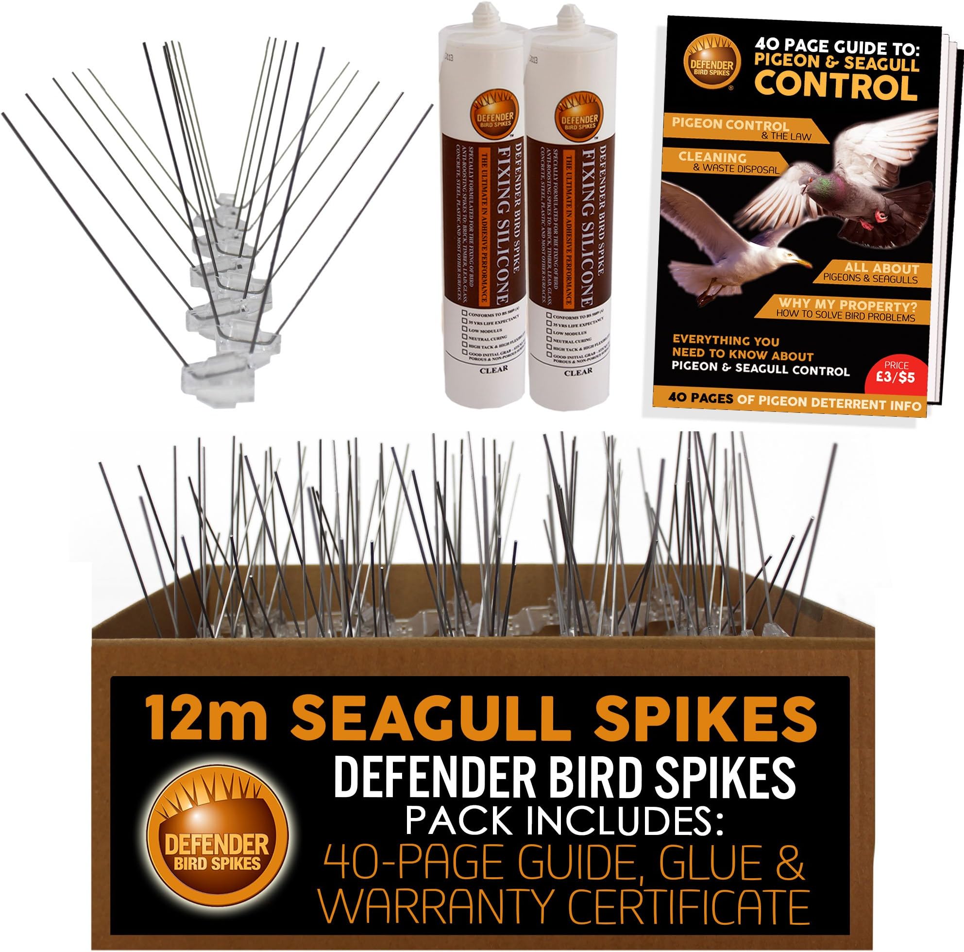 Defender Bird Spikes | Seagull Deterrent Kit | Install Guide & Glue | 3 ...