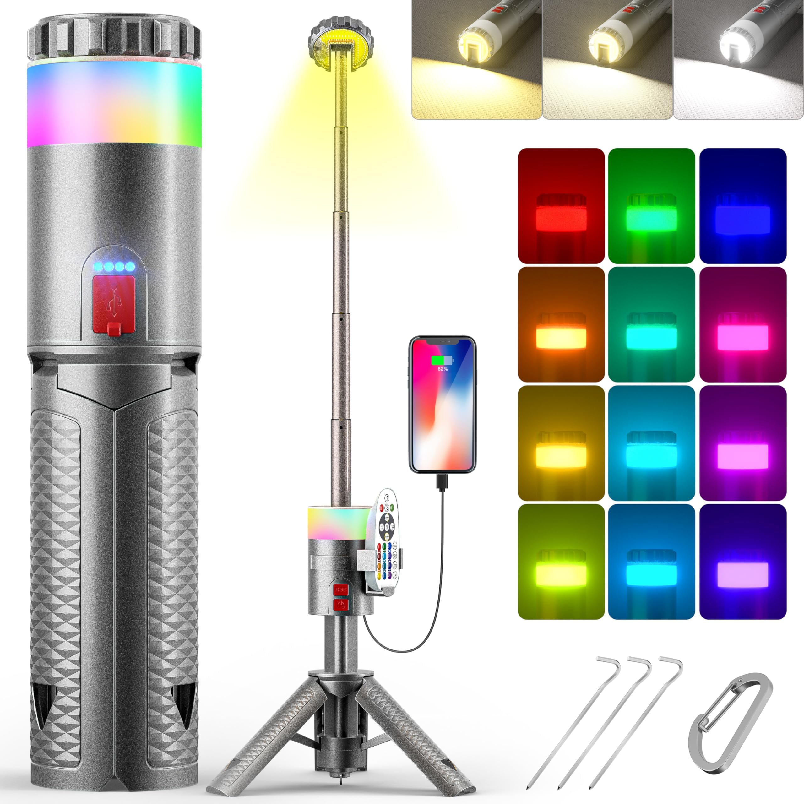 Amazon.com: ITEFDTUTNE Outdoor Camping Light Telescopic, Flash Light ...