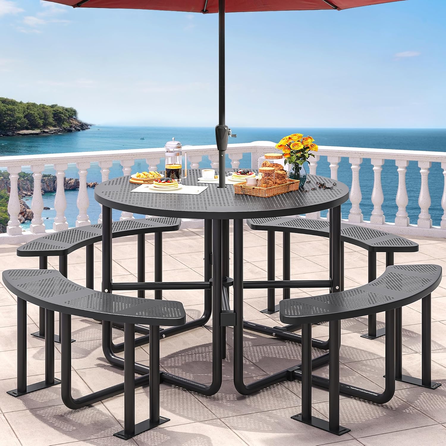 Amazon.com: YITAHOME Coated Steel Picnic Table, 46" Heavy Duty Outdoor ...